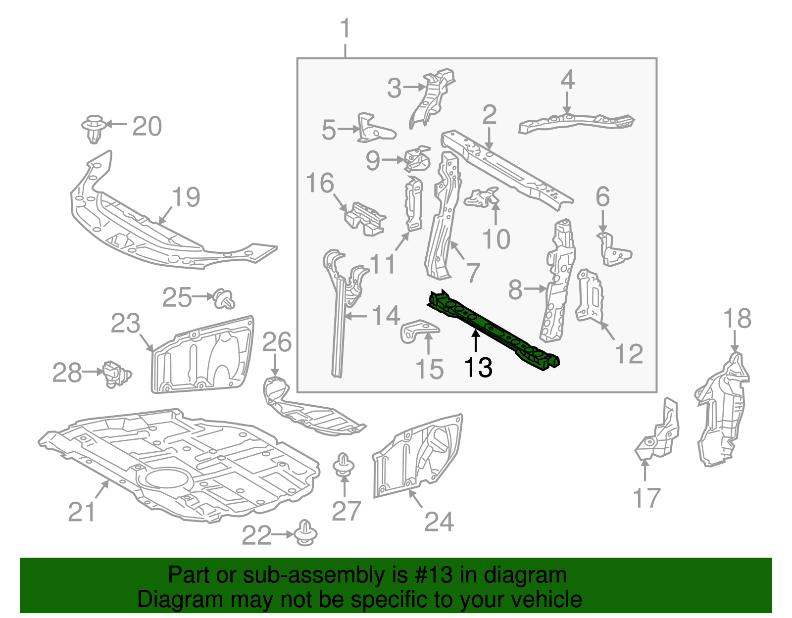 53218-12901 - Lower Tie Bar For 2010-2017 Lexus | Lexus OE Parts