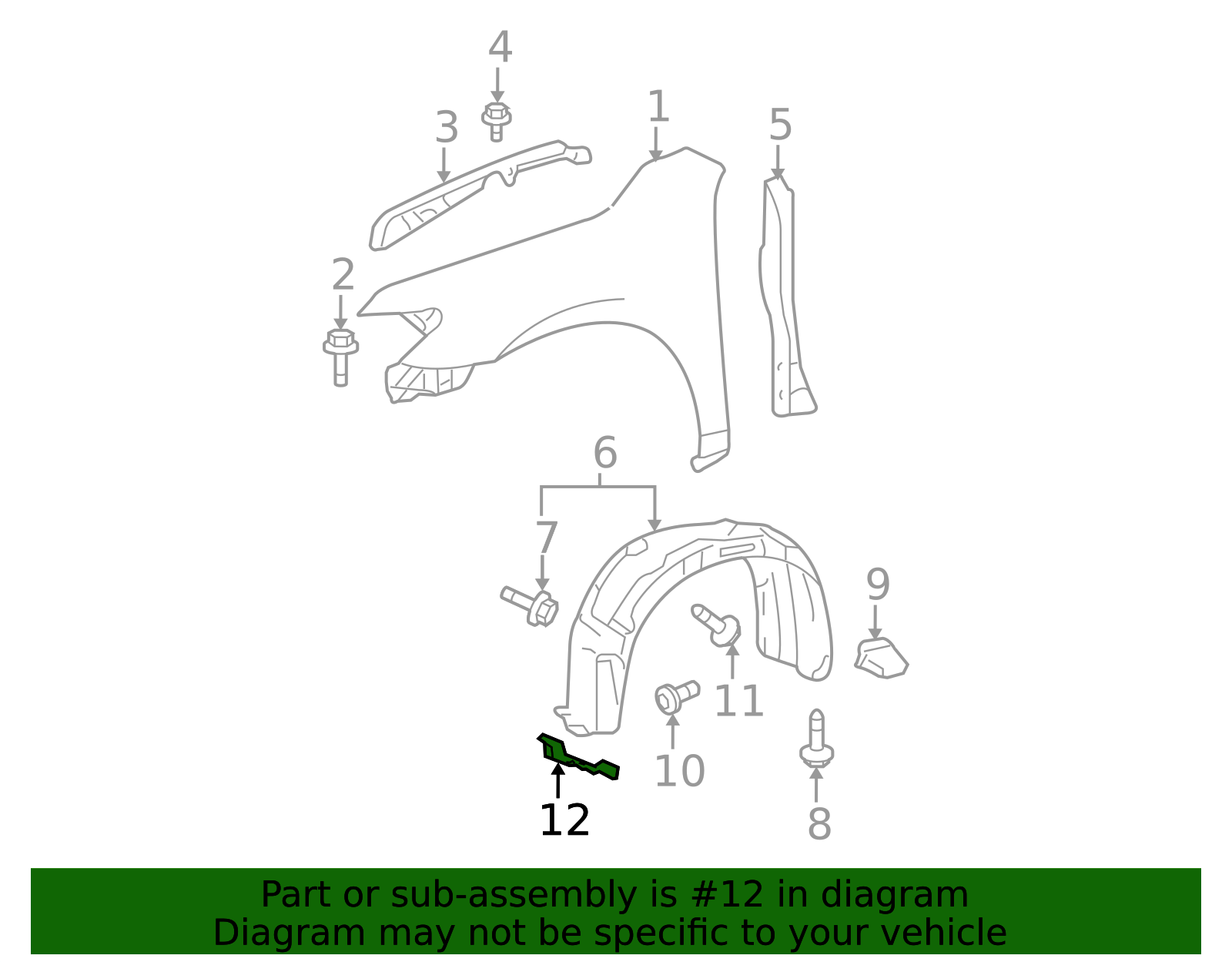 53852-06010 - Fender Liner Extension (Left, Front) 2007-2011 Toyota ...