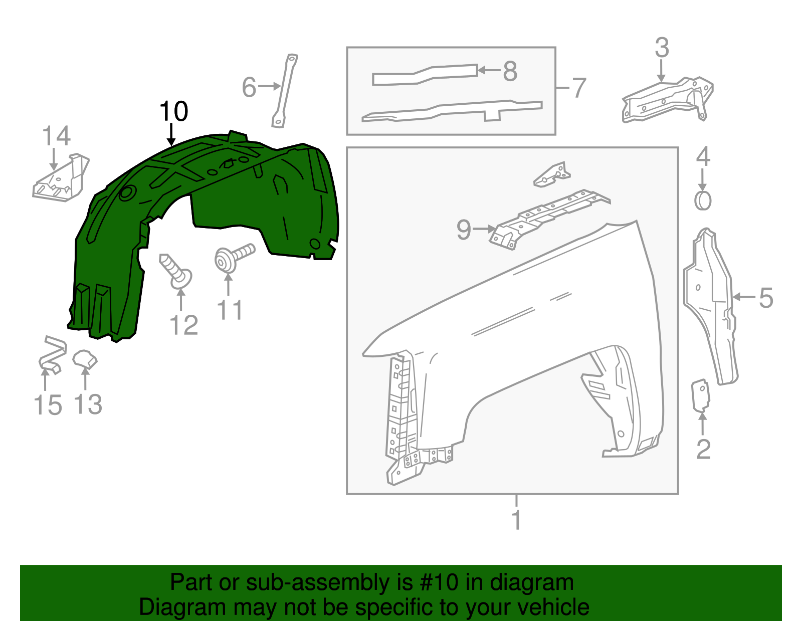 2014-2019 GMC Passenger Side Front Wheelhouse Liner 23496265 GM ...
