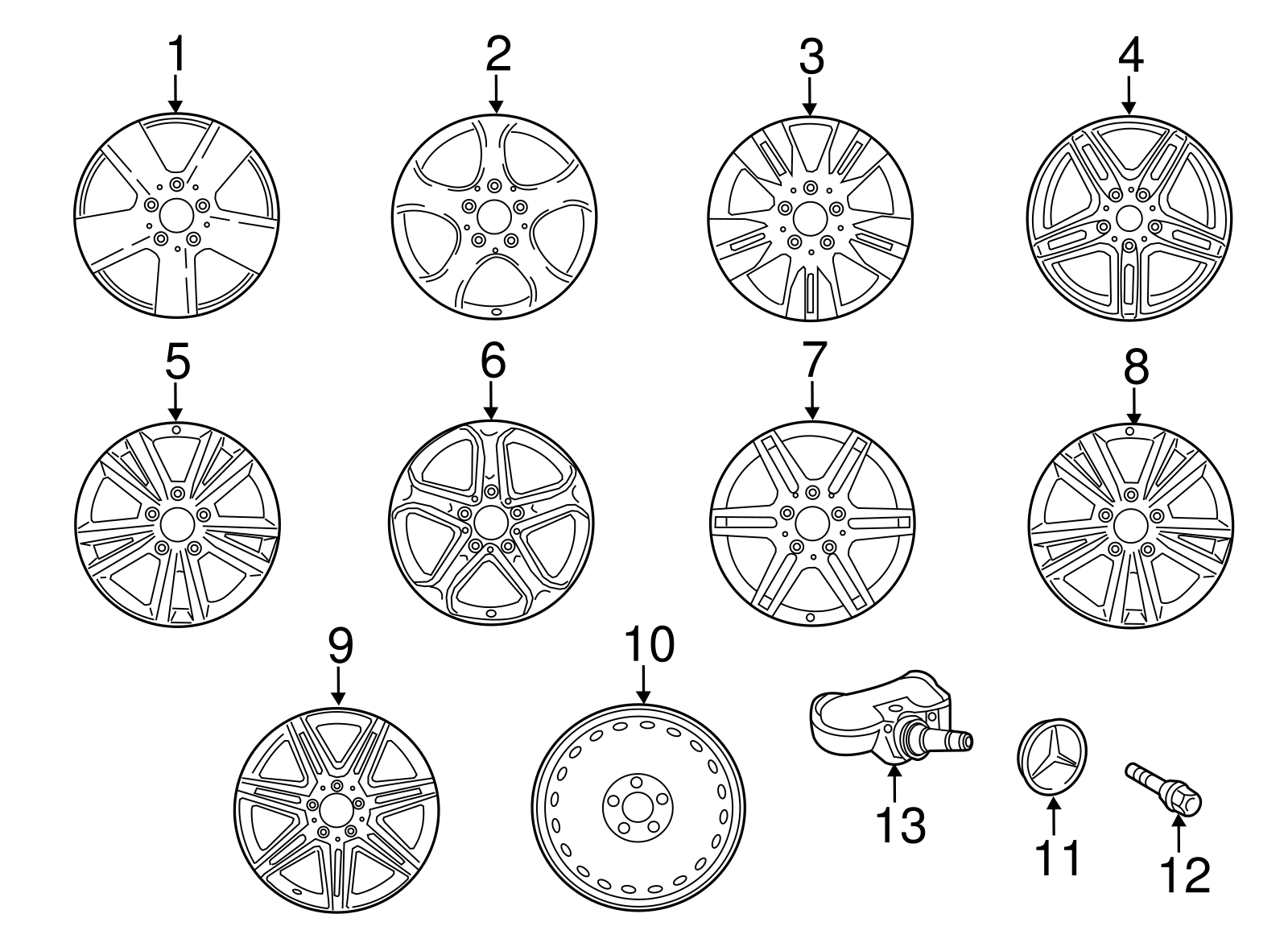 2010-2013 Mercedes-Benz Wheel Alloy (18 Inch) 5-Twin Spoke - Front 207 ...