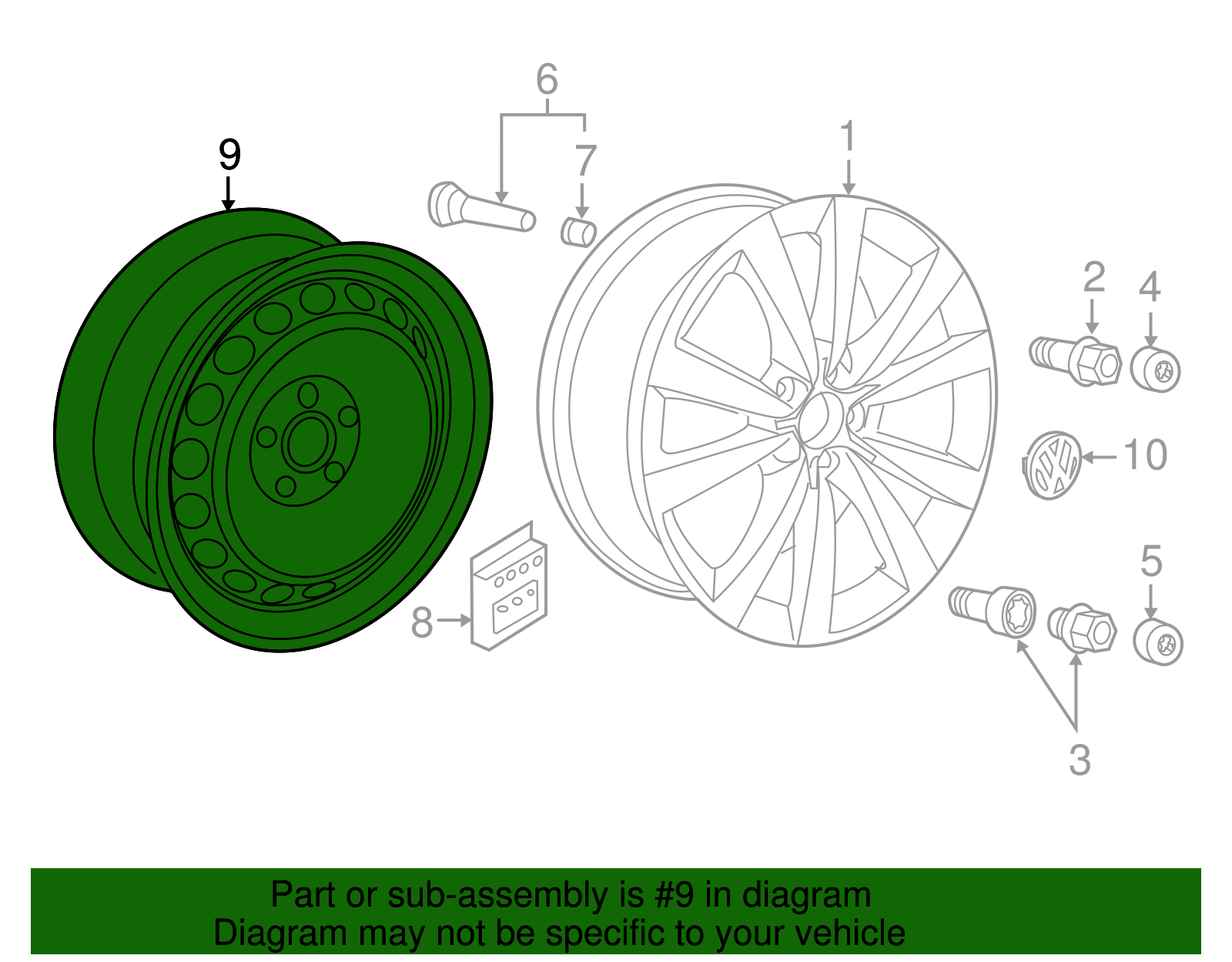 5C0-601-025-G-Y9C - Volkswagen 17 In Heritage Wheel F34 - White 2012 ...