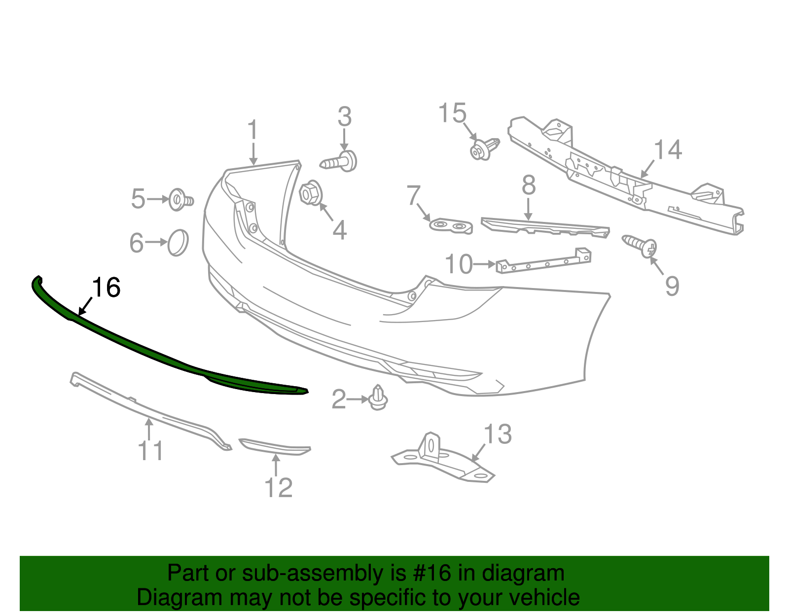 71503-T2F-A51 - 2016-2017 Honda Accord - Molding Rear Bumper | Honda ...