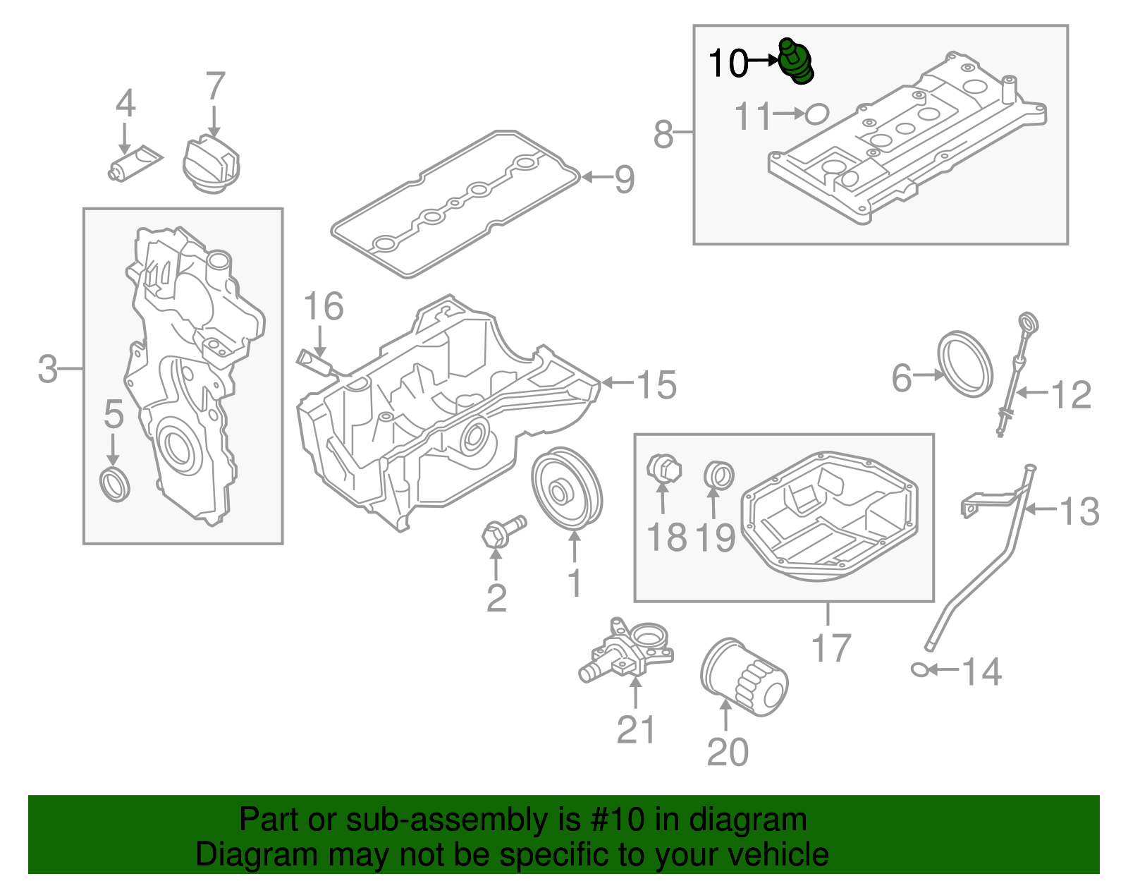 2007-2014 Nissan PCV Valve 11810-AR001 | Nissan Parts Central