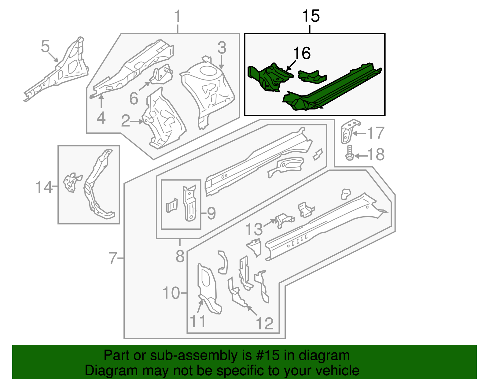 2012-2018 Subaru Rear Rail Assembly 51630FJ0409P | Buy Subaru Parts