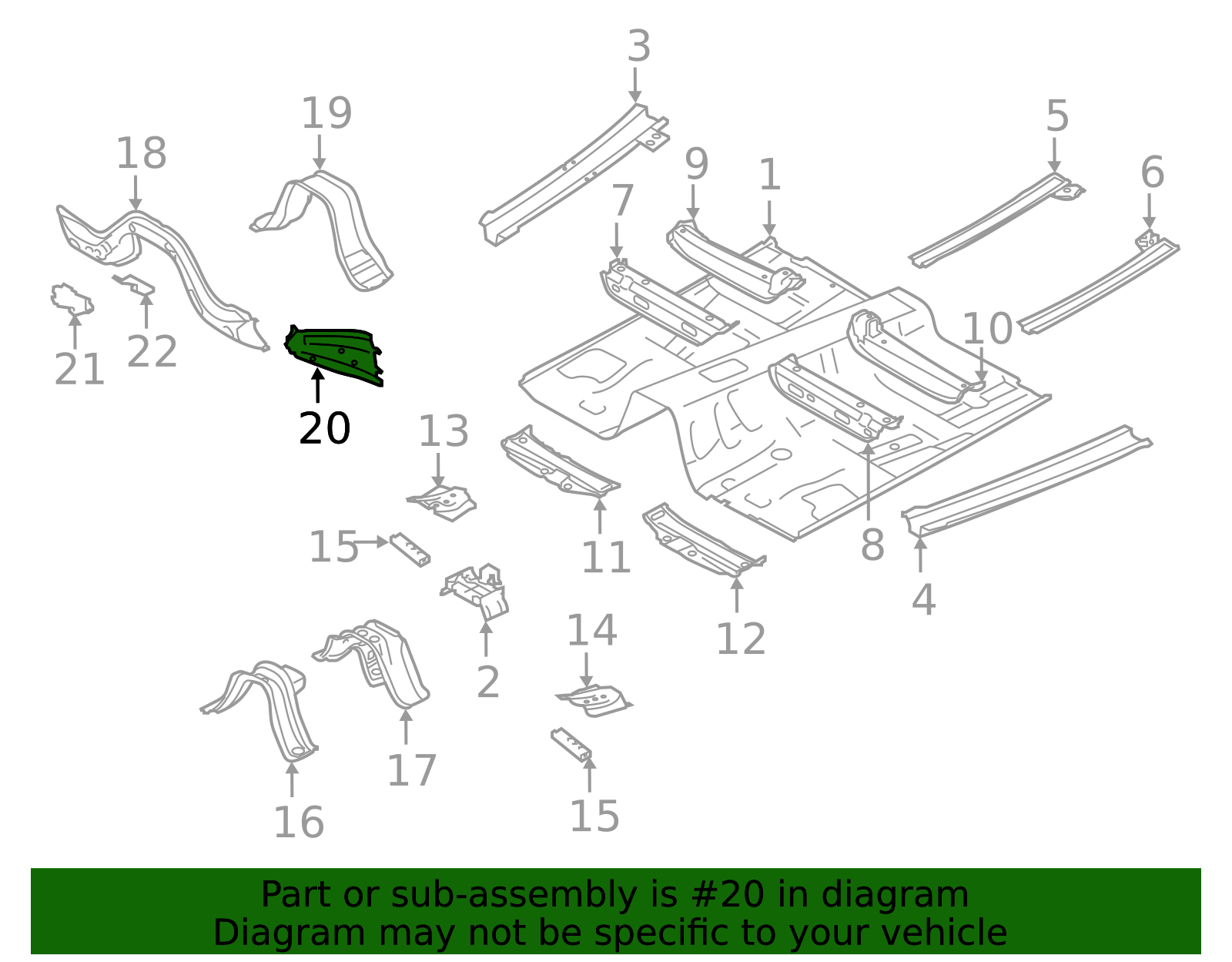 2018-2025 Subaru Side Frame 51242FL1109P | Subaru Parts Guys