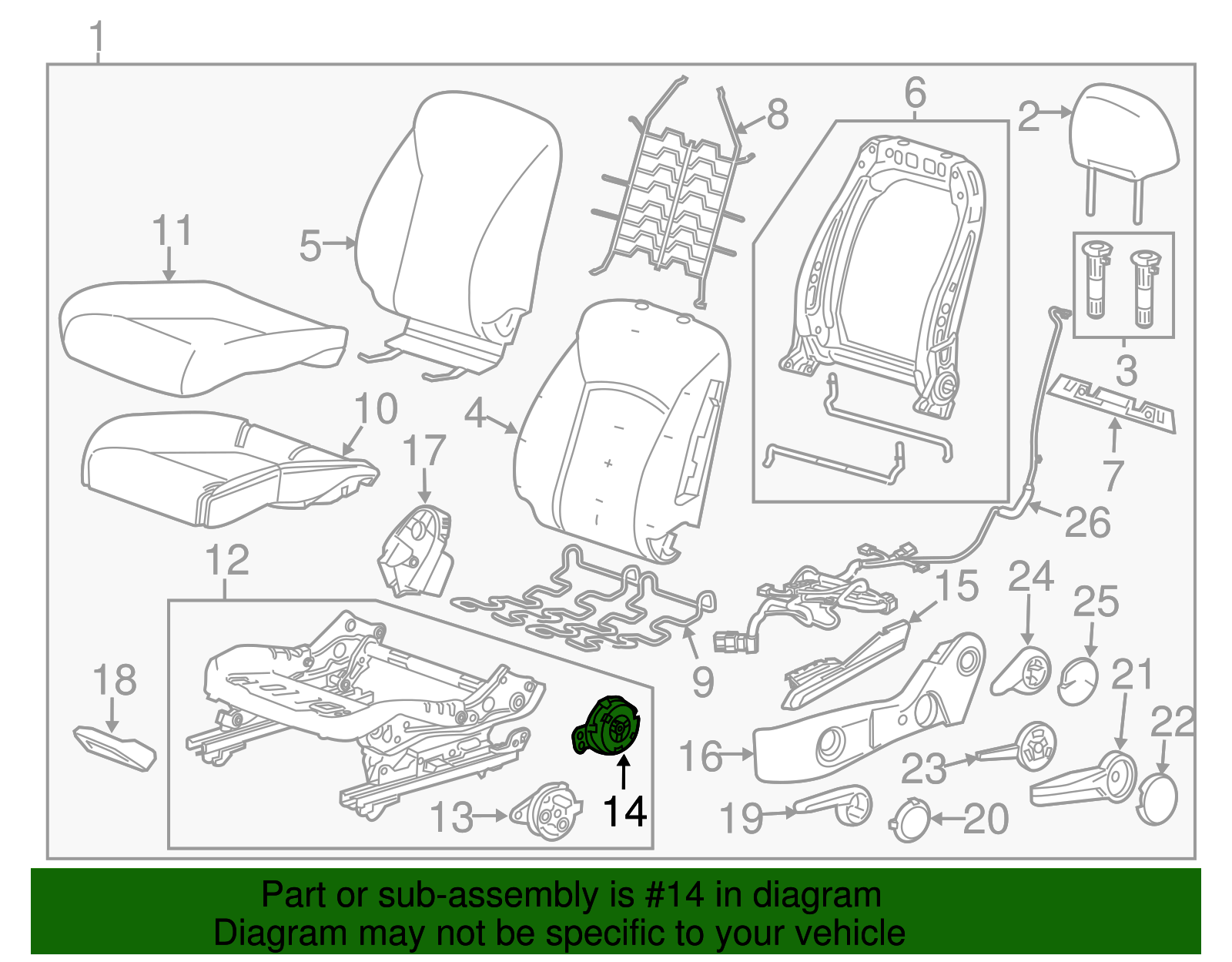 2011-2017 GM Front Seat Vertical Adjuster 13583156 | Capital Chevy Parts