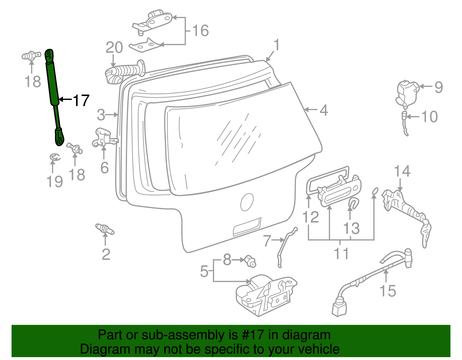 2000-2014 Volkswagen Golf Lift-Gate Lift Support 1J6-827-550-B | vwpartscenter