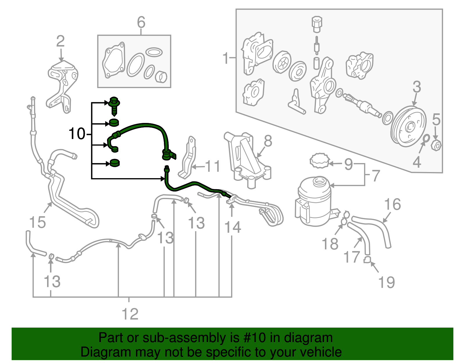 57510-2C200 - Power Steering Pressure Hose - 2003-2008 Hyundai Tiburon ...