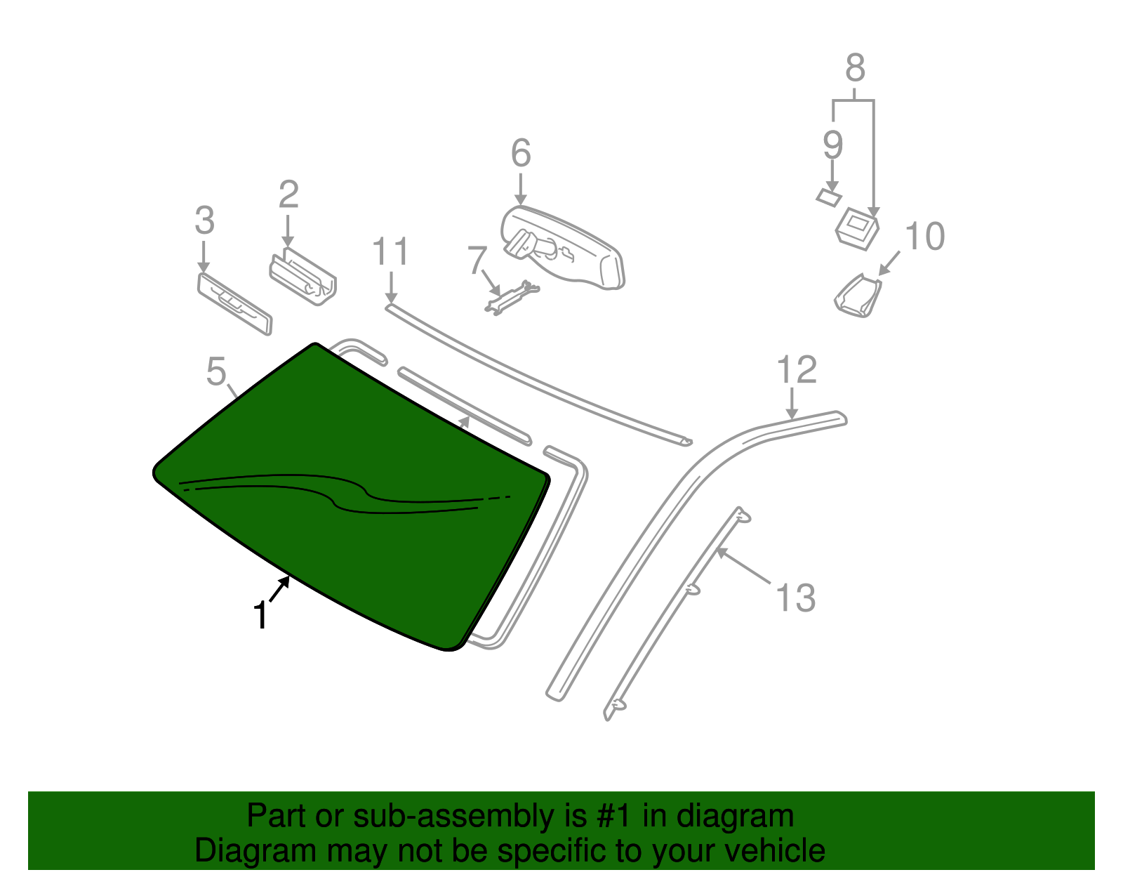 56111-60512-8N - Windshield 2003-2006 Lexus GX470 | Lexus Parts Outlet