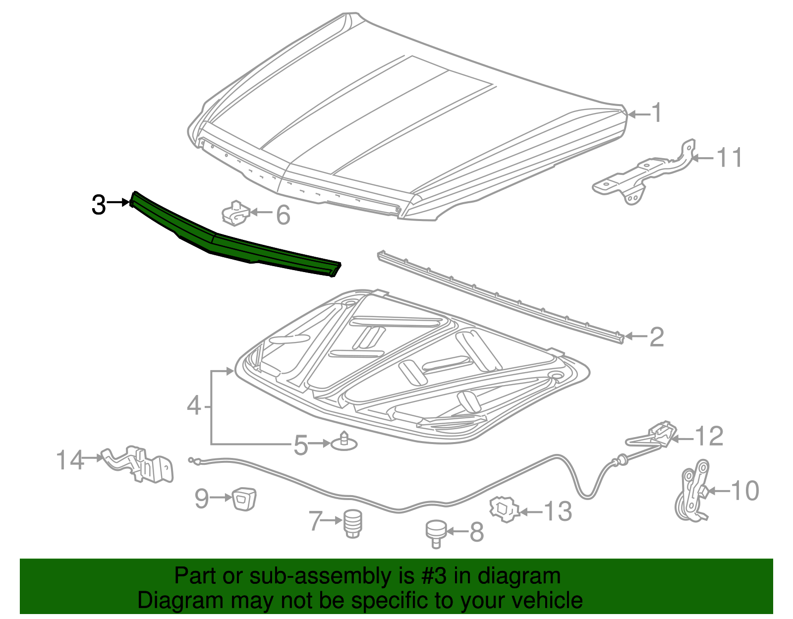 2019-2020 Cadillac Black Hood Front Molding 84661844 | Shop Matick ...