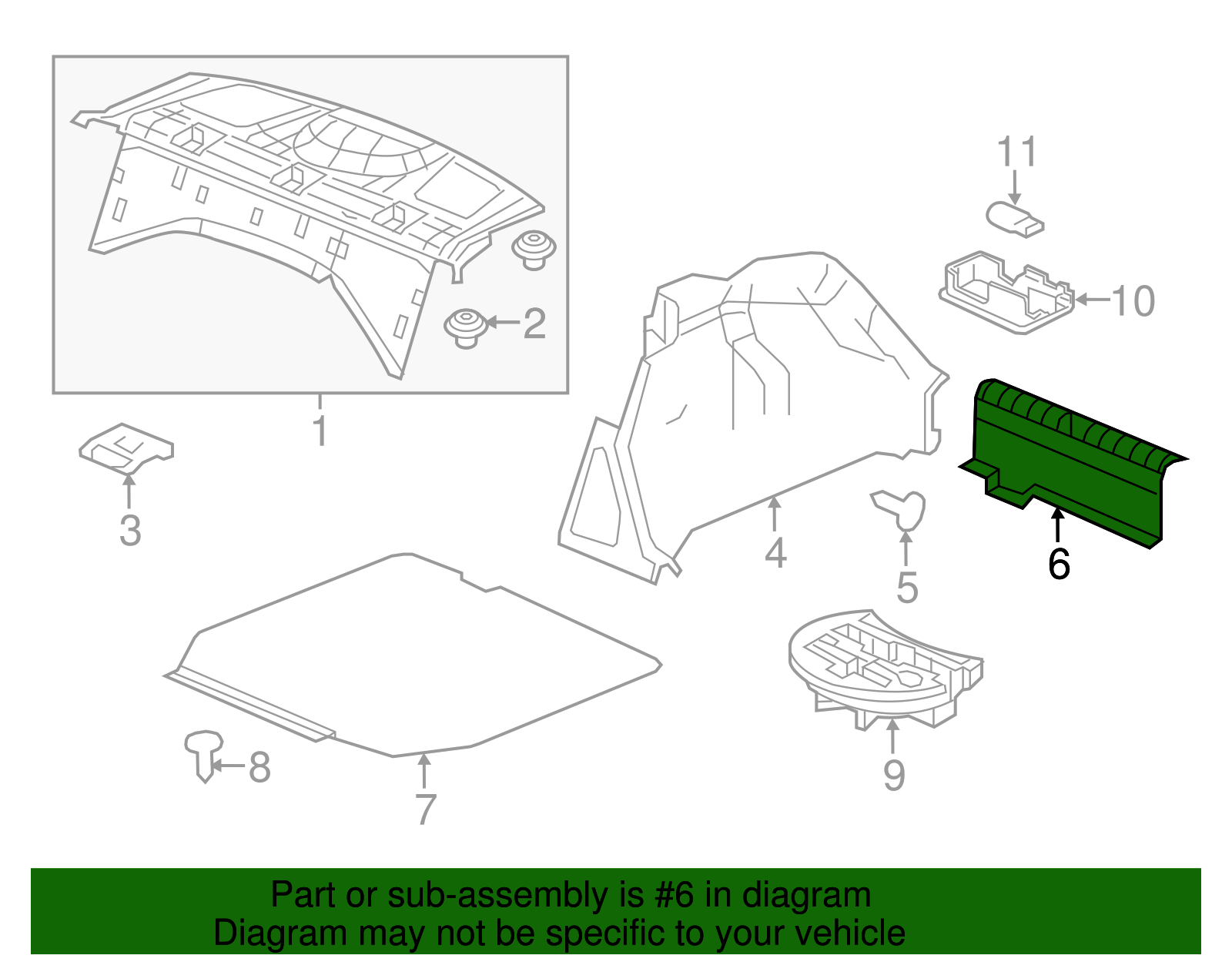 84640-TS8-A00ZA - 2012-2015 Honda Civic - Lining Rear Panel *NH167L ...