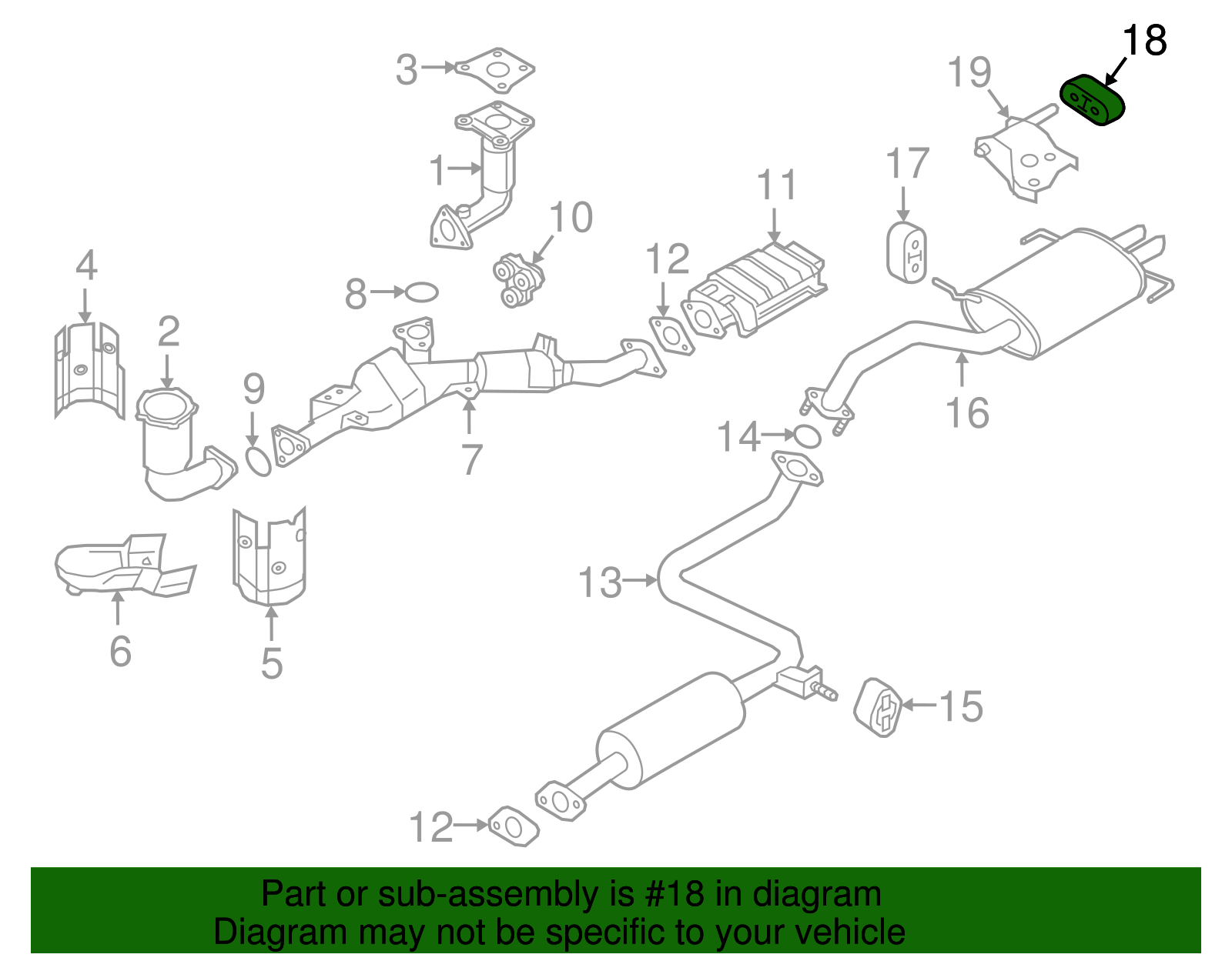 1995-2025 Nissan Exhaust System Hanger 20650-9B005 | Nissan Parts Central