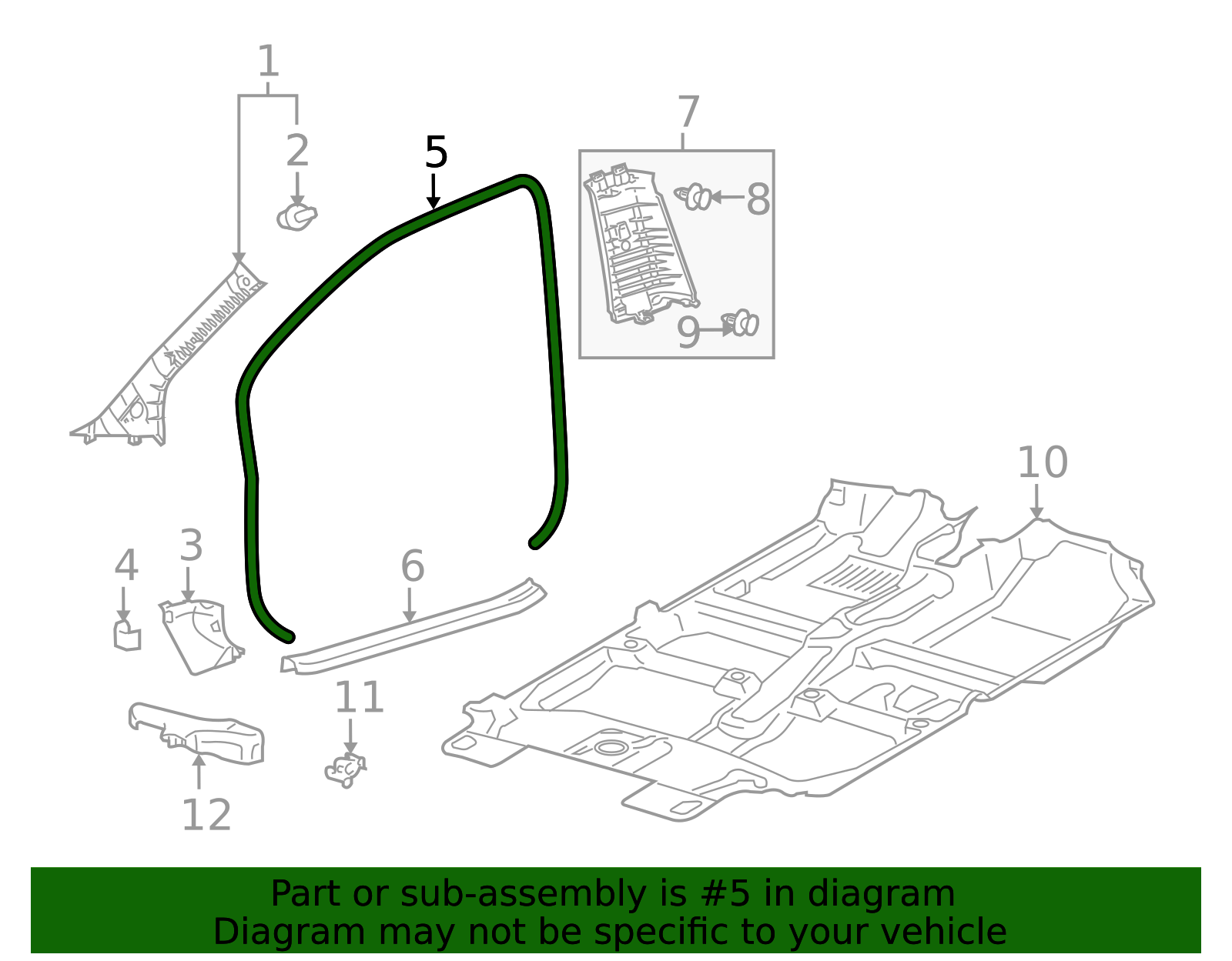 Genuine Official Toyota Surround Weather-Strip part# 62311-52130-B1 for ...