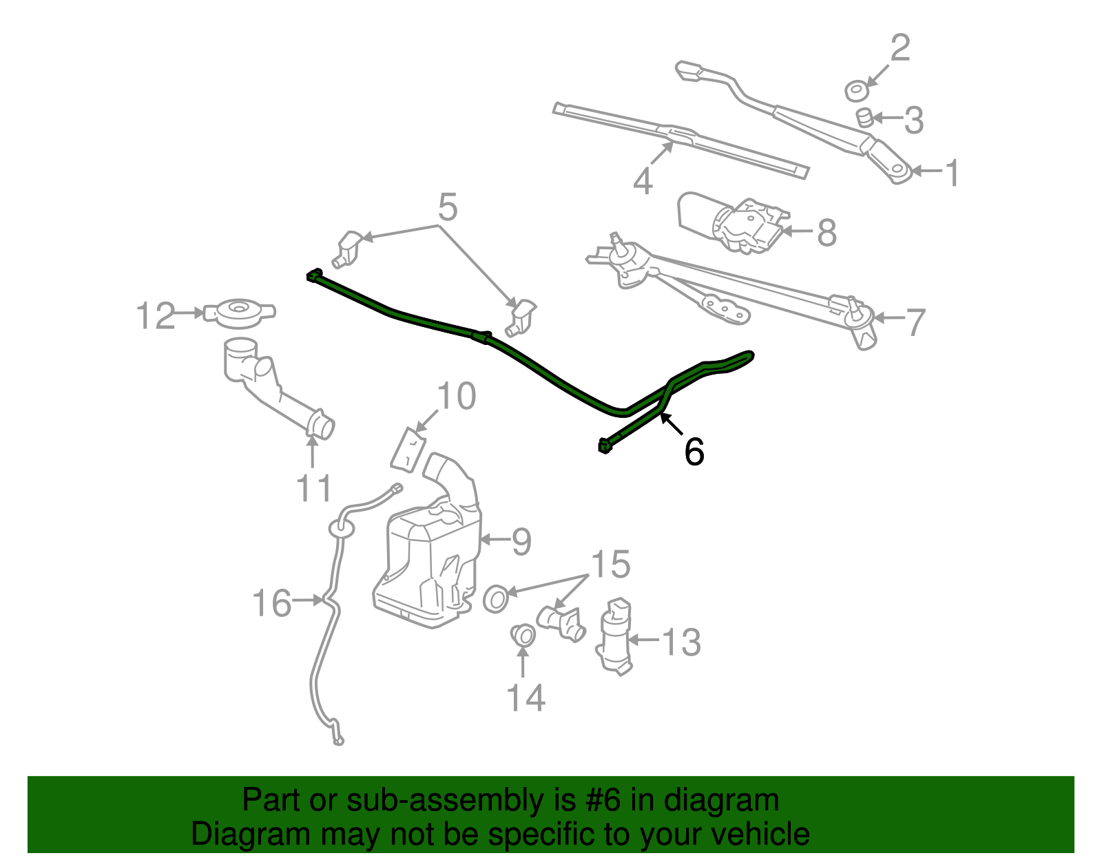 2009-2012 Chevrolet Malibu Windshield Washer Nozzle Hose 25930184 ...