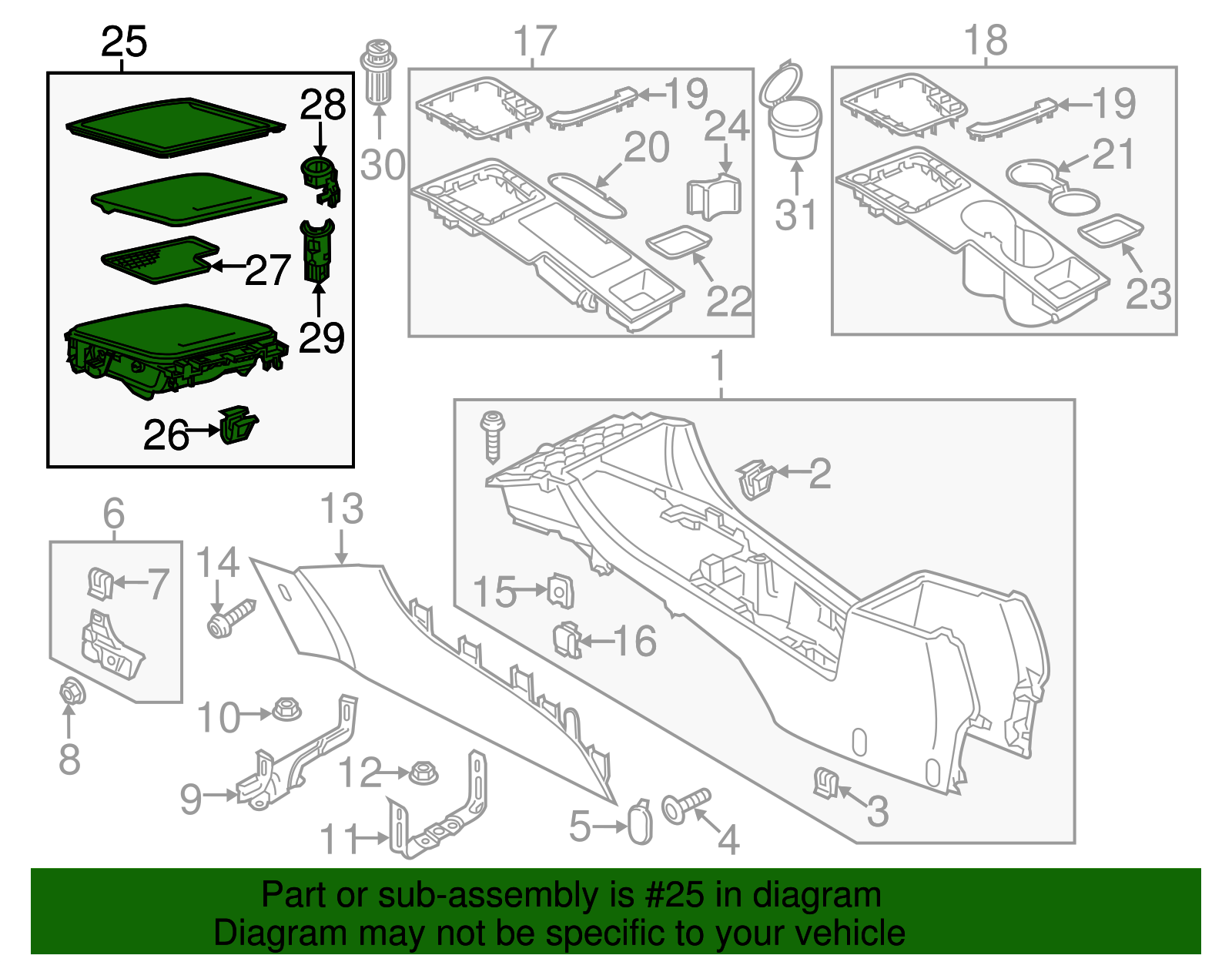 561-863-284-AR-MKK - Storage Tray 2016-2018 Volkswagen Passat ...