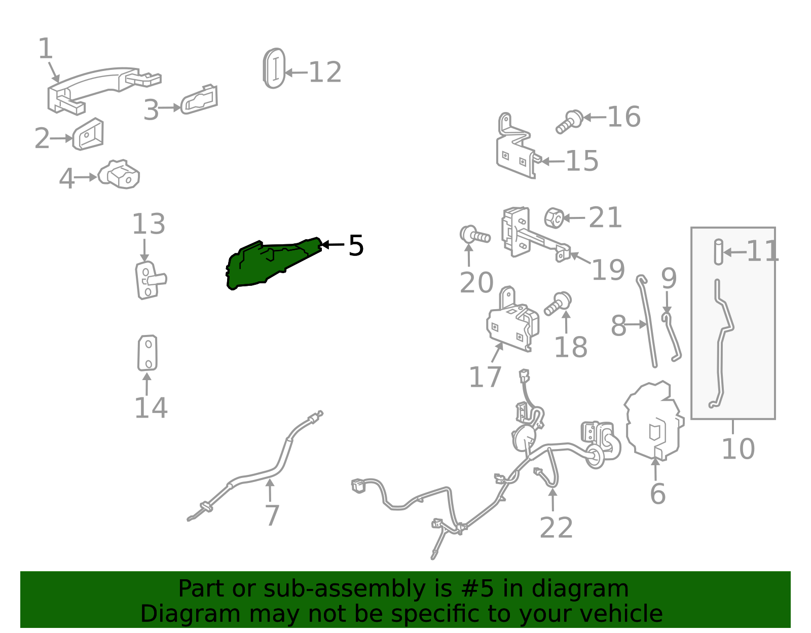 2010-2022 GM Front Passenger Side Door Outside Handle Bracket 42527449 ...