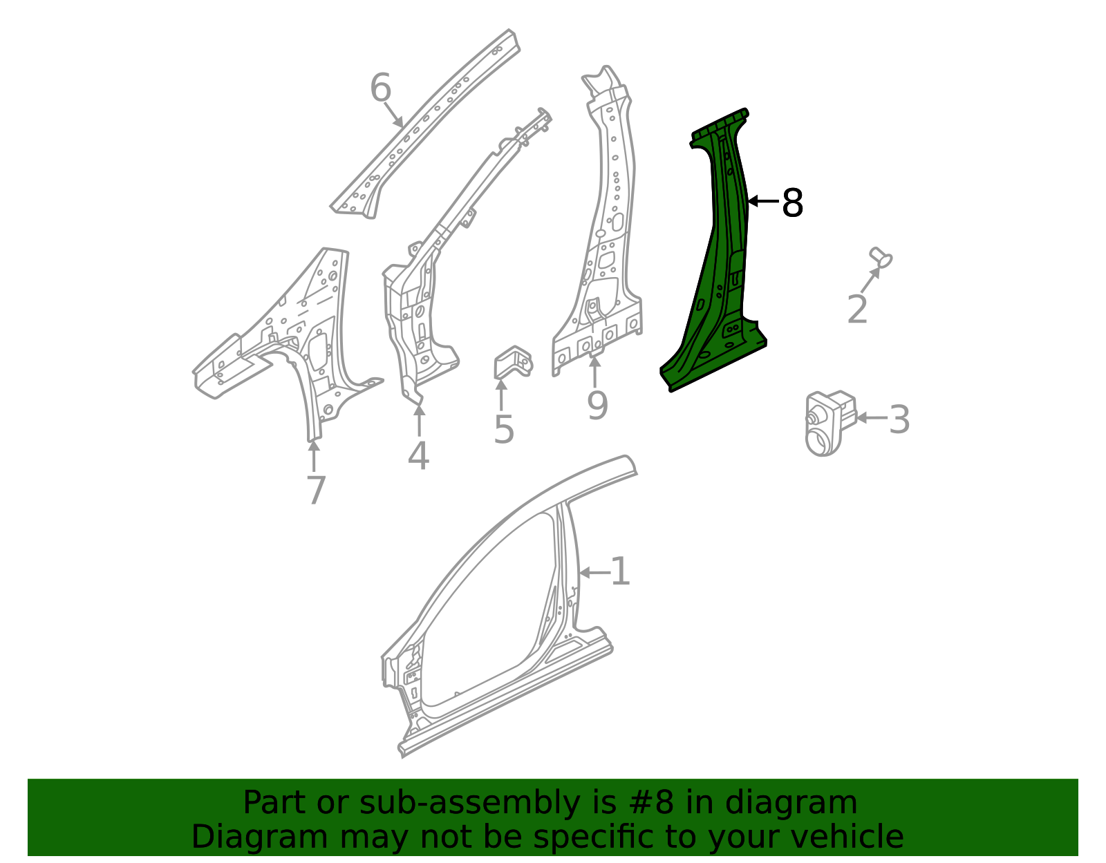 G6570-6LBMA - Body B-Pillar Reinforcement 2020-2025 Nissan Sentra ...