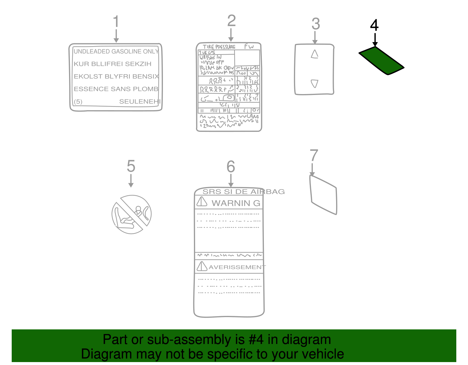2002-2004 Subaru Impreza AC Label 73772FE010 | Subaru Parts Guys