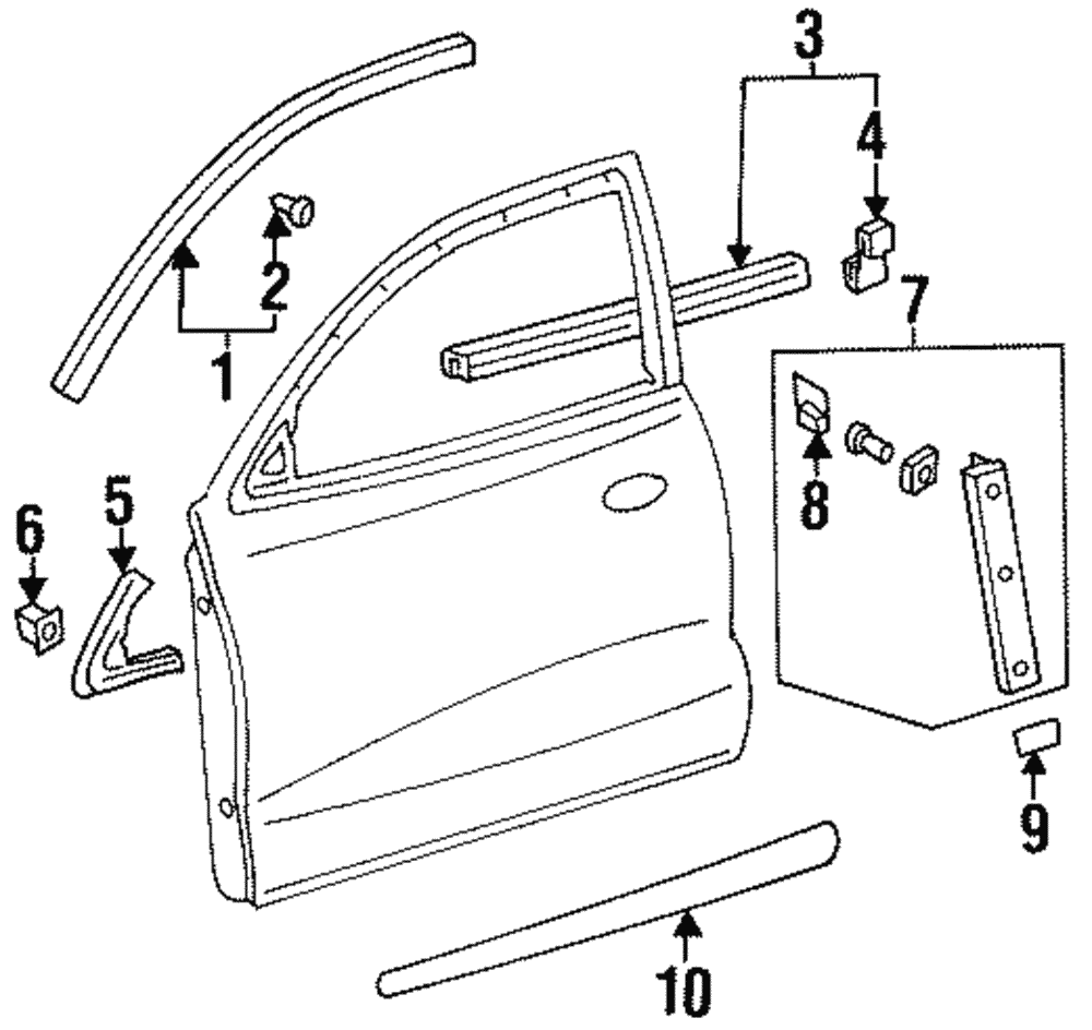 Hyundai - 82220-29000 - Belt Weather-Strip - 1996-2000 Hyundai Elantra ...