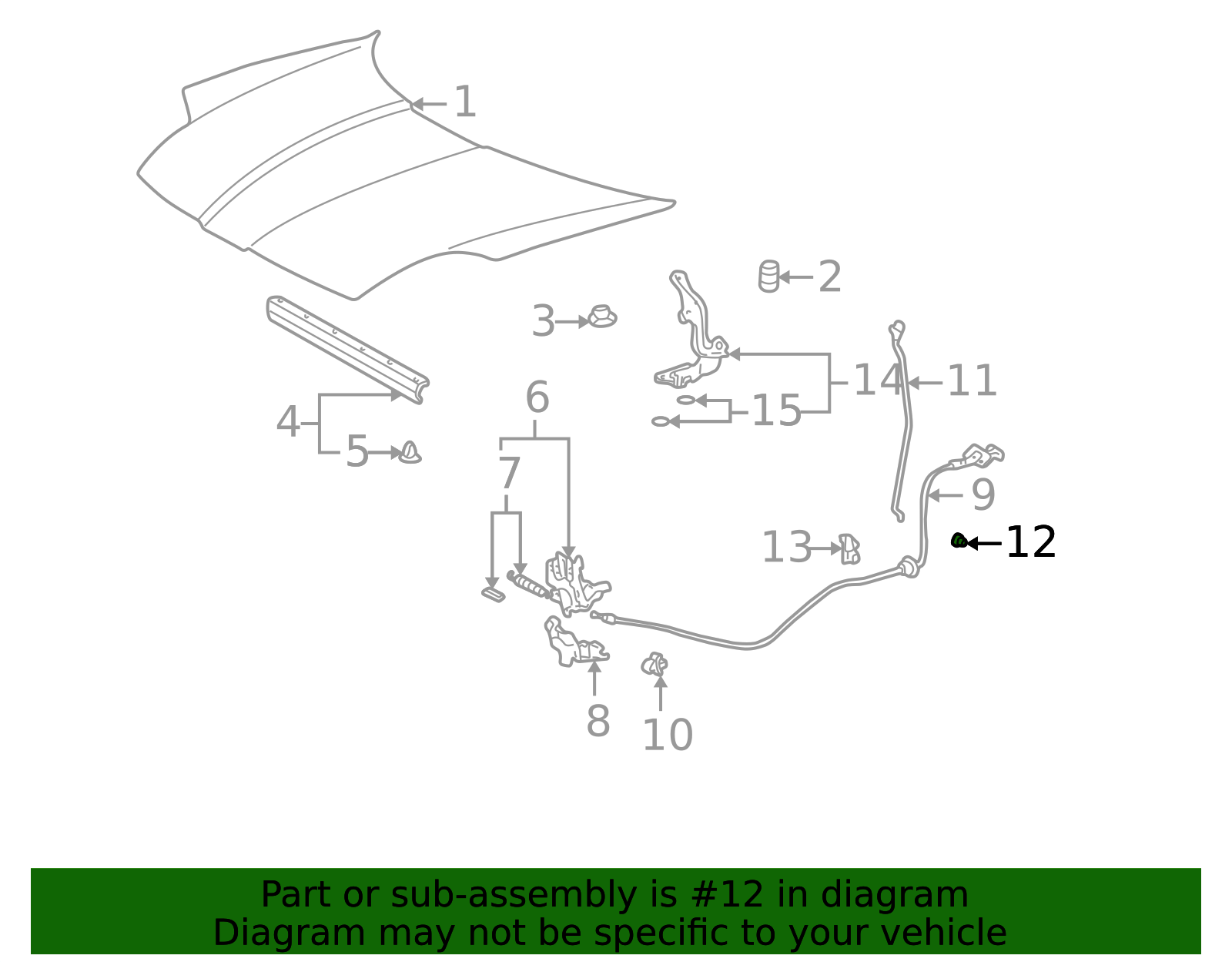 2000-2010 Toyota 2000-2010 Toyota - Hood Prop Rod Grommet 90480-15024 ...