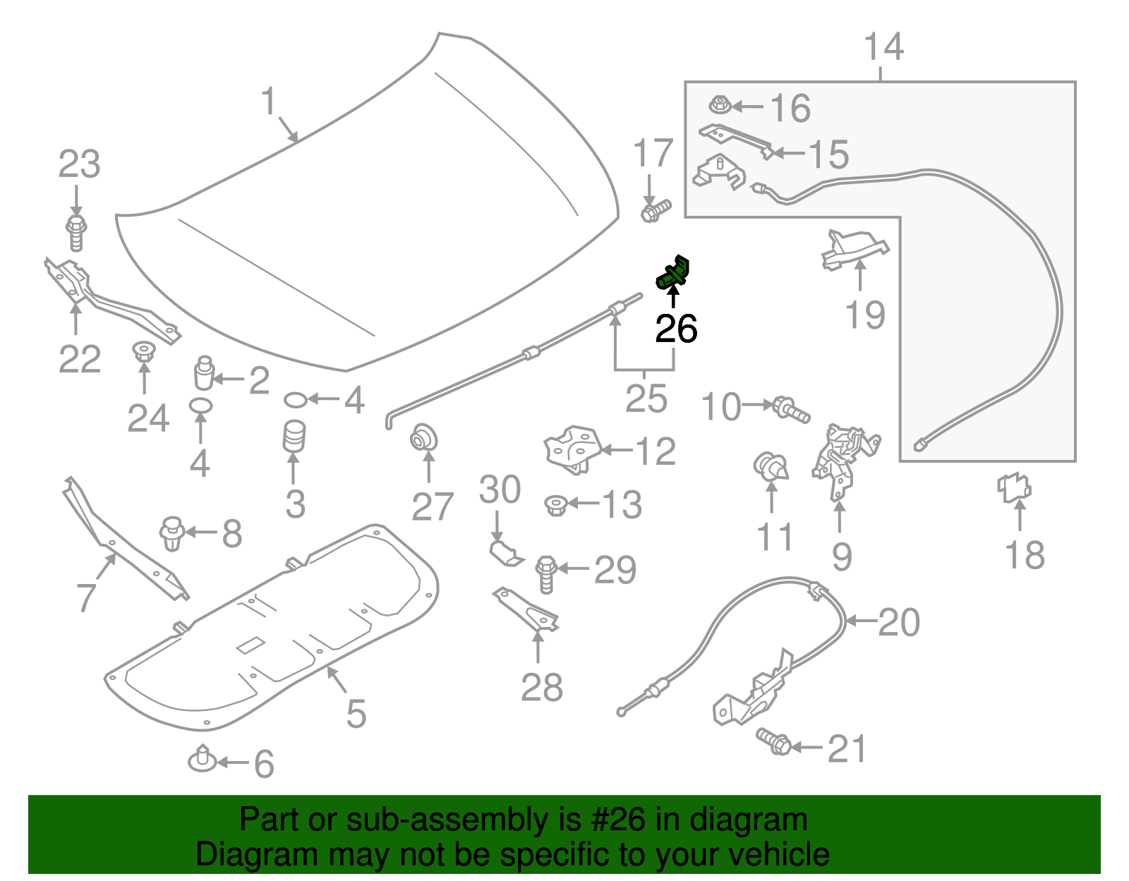 2017-2025 Subaru Support Rod Holder 57242FJ000 | Subaru Parts Store