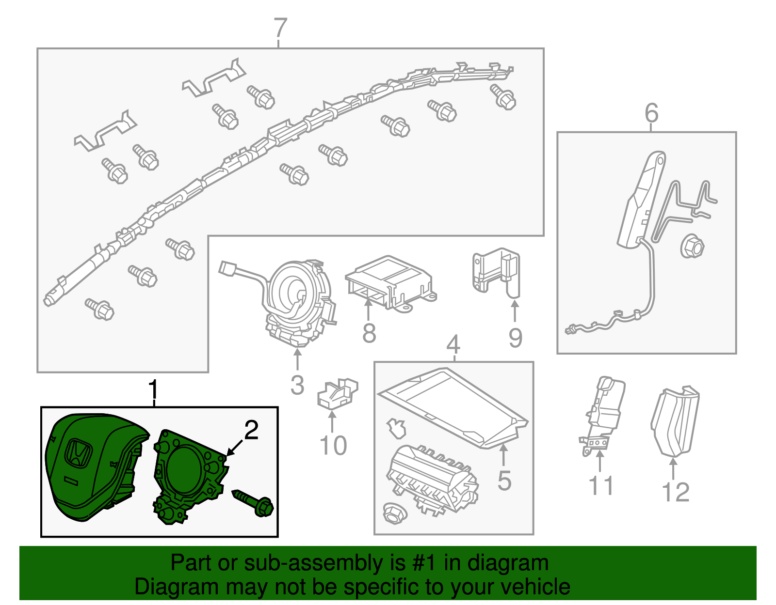 2012-2013 Honda Civic Driver Inflator Module 77810-TR0-A90ZA | OEM ...