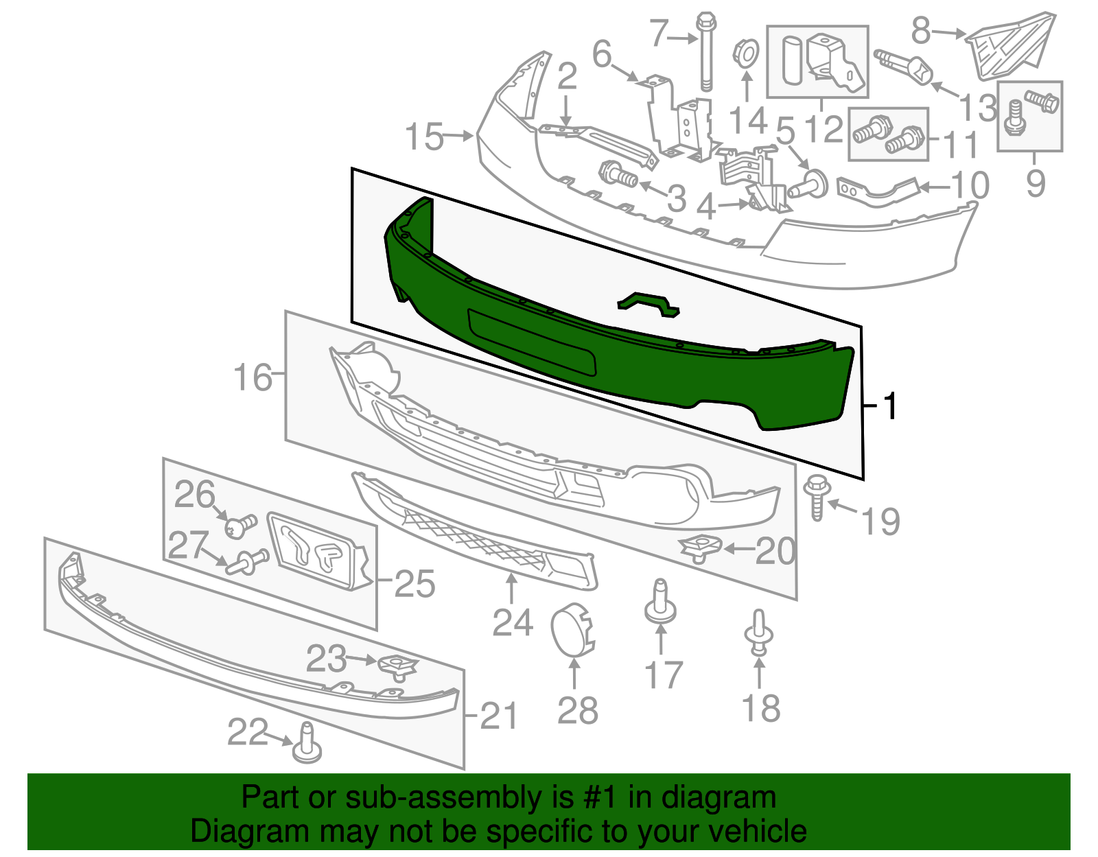 2011-2014 GMC Front Bumper Impact Bar 25998989 | Awesome Parts