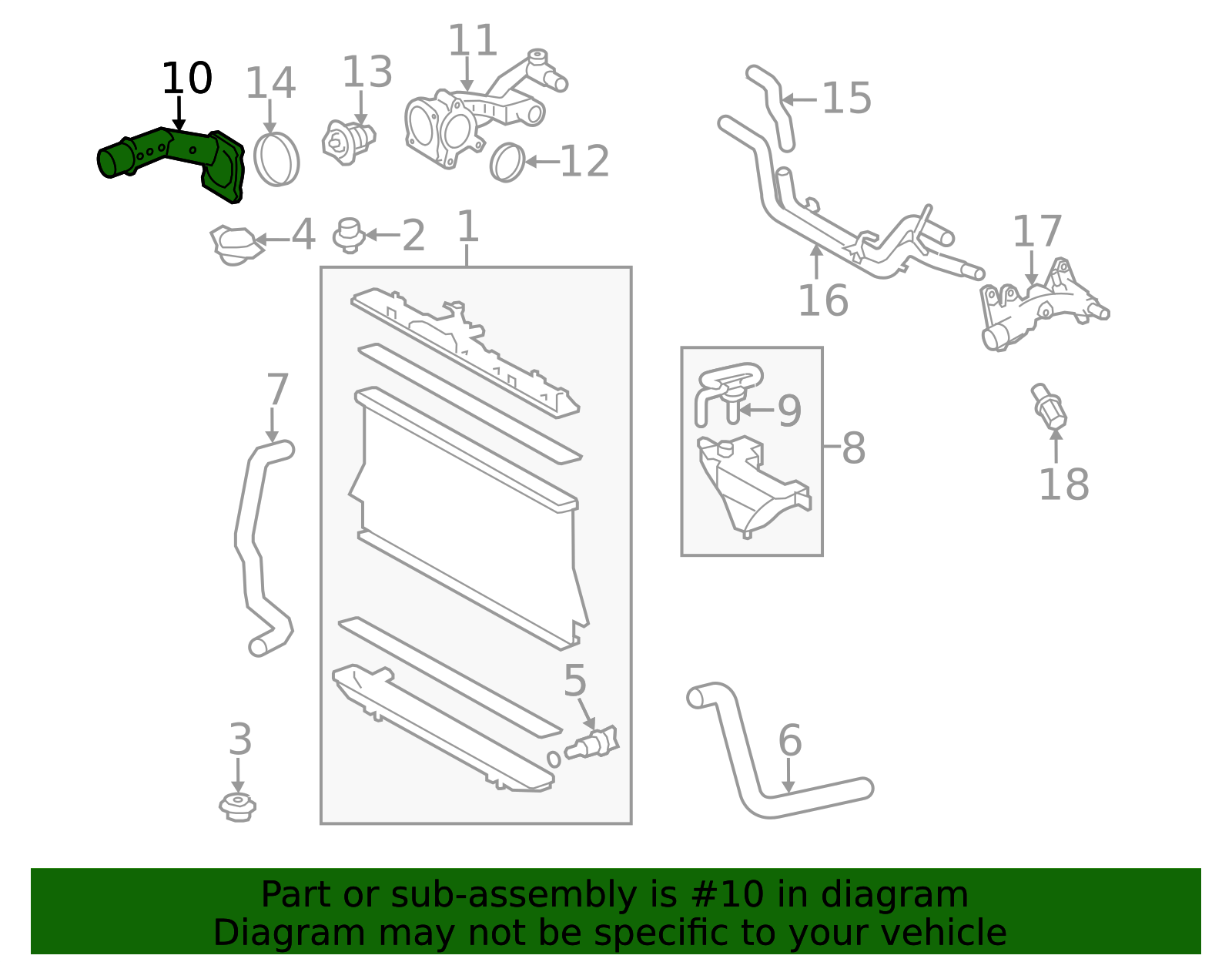 2011-2016 Toyota Highlander Engine Coolant Inlet Flange 16321-31020 ...