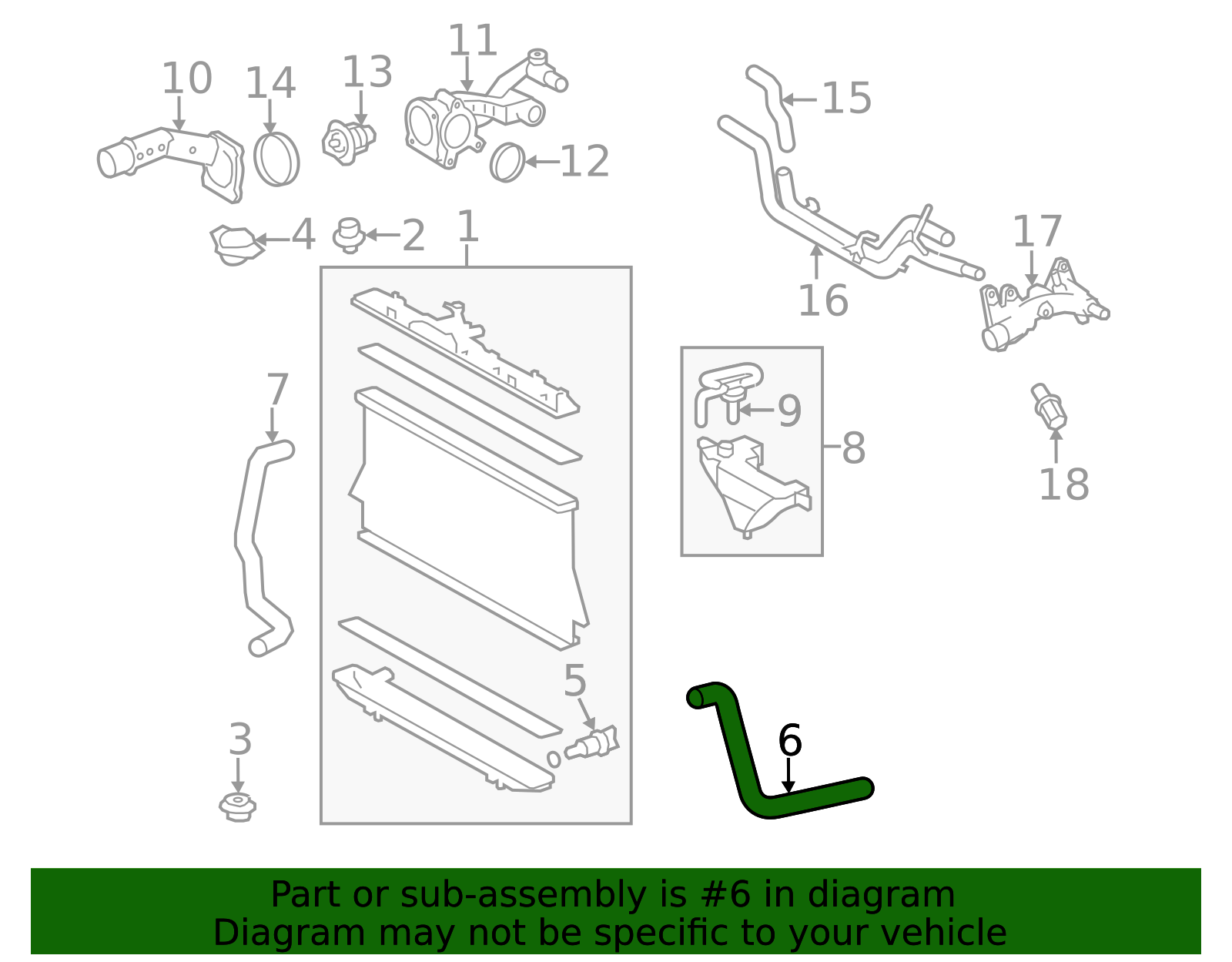 2009-2013 Toyota Highlander Radiator Coolant Hose 16571-0V040 | Toyota ...
