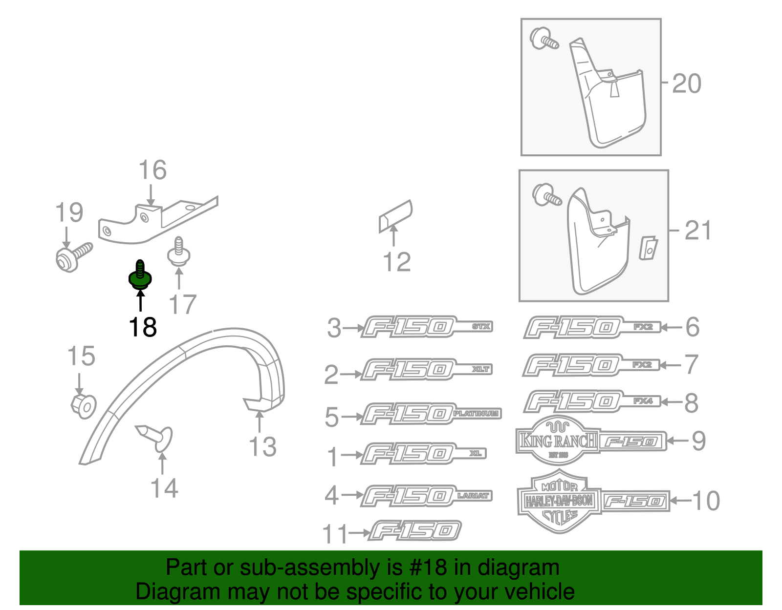 2009-2024 Ford Mud Shield Retainer Clip W709346-S300 | OEM Parts Online