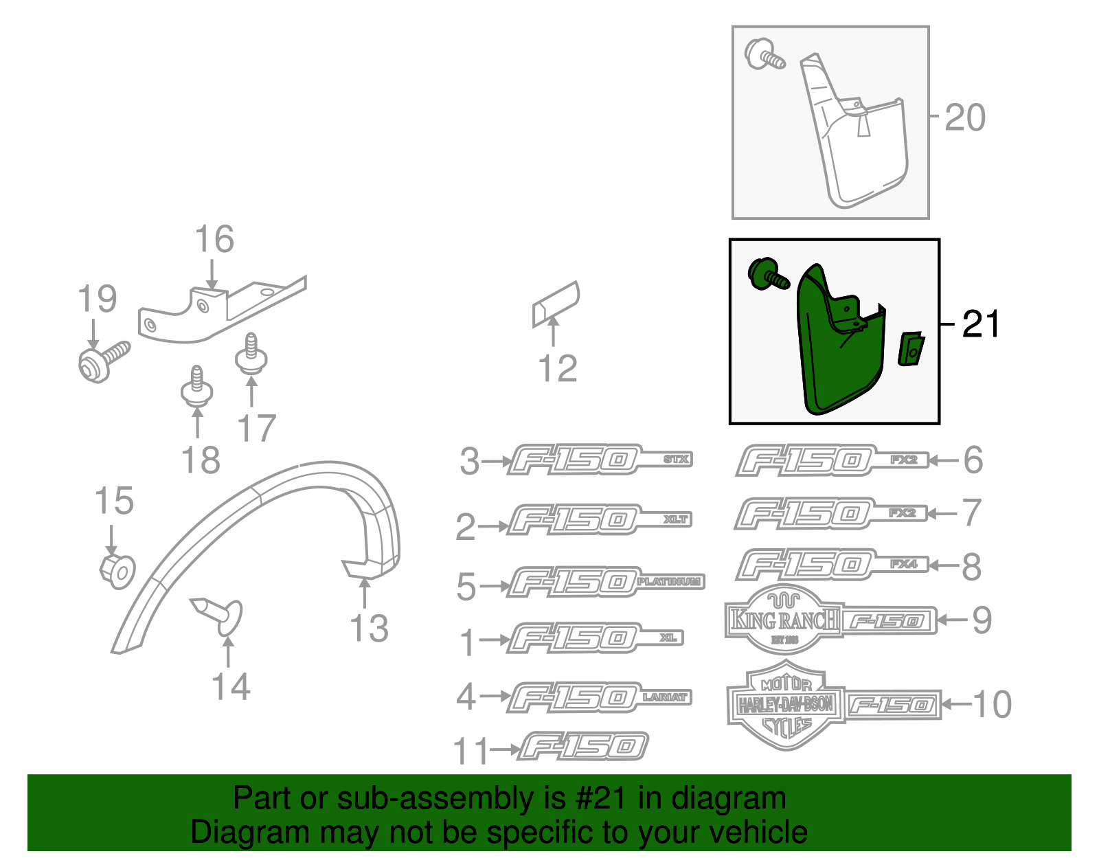 2009-2014 Ford F-150 Splash Guards, Molded 4L3Z-16A550-CAA | TascaParts.com