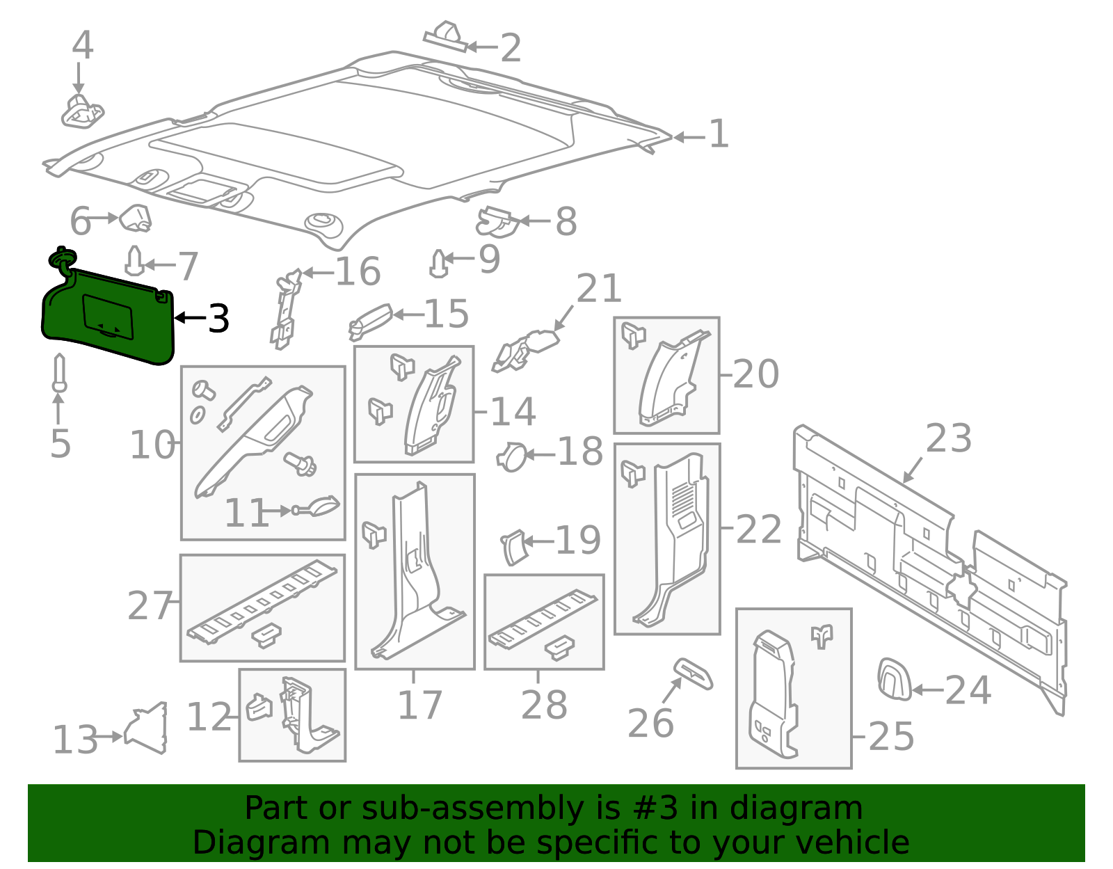 2011-2016 Ford | Sun-Visor | BC3Z-2504105-CC | Walls' Ford Parts