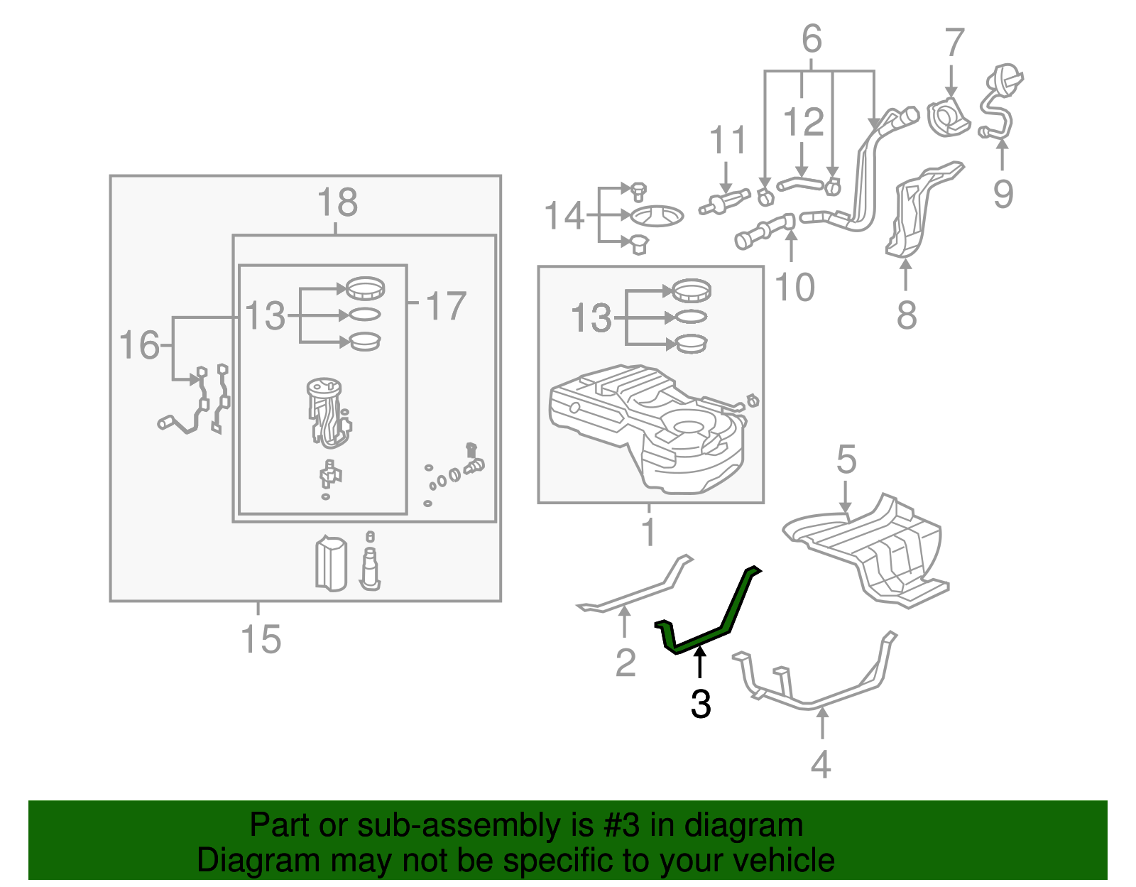 17522-SWA-A00 - Fuel Tank Mount Strap 2007-2011 Honda CR-V | Honda ...