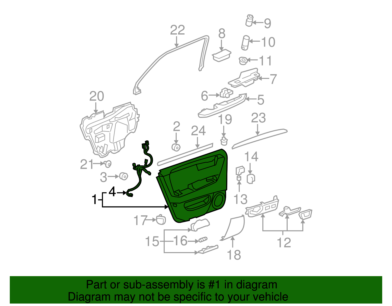 20755843 - Shale Rear Passenger Side Door Trim 2008-2011 Cadillac DTS ...