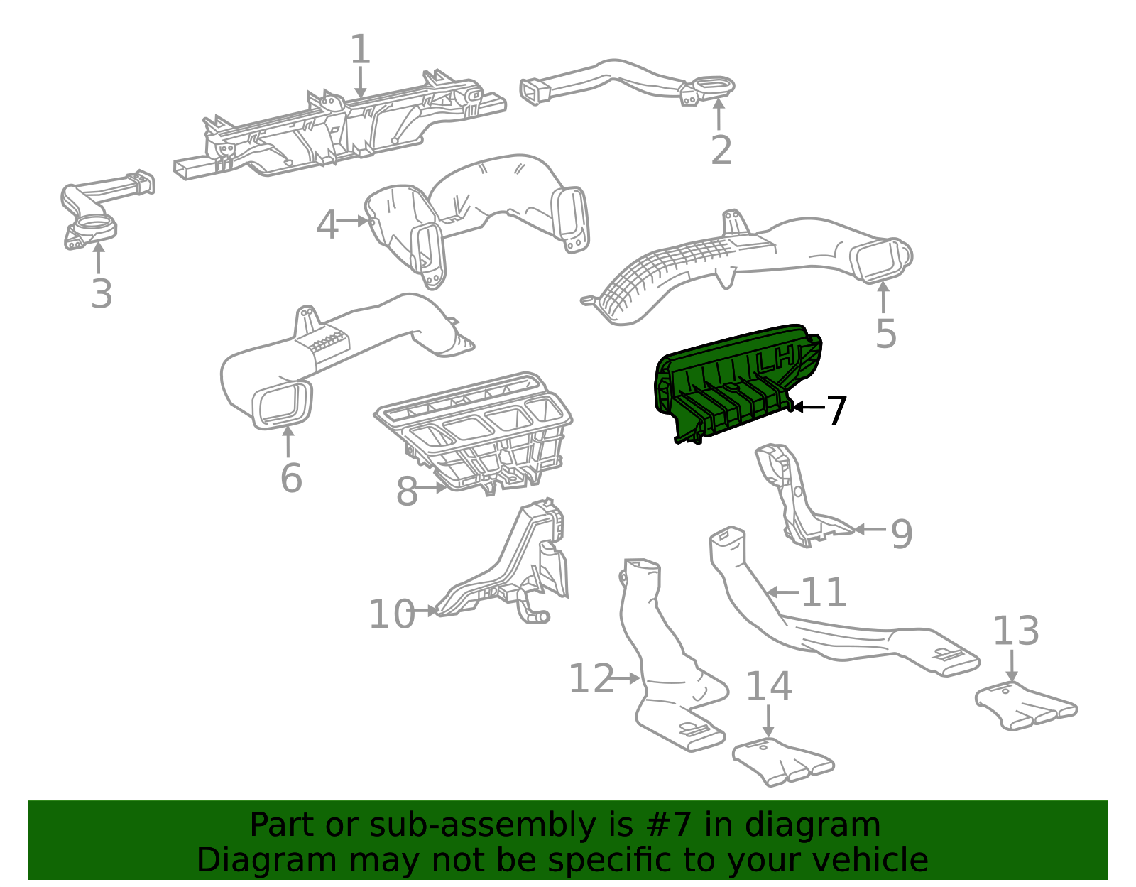 2014-2019 Toyota Highlander Instrument Panel Air Duct 87201-0E170 ...