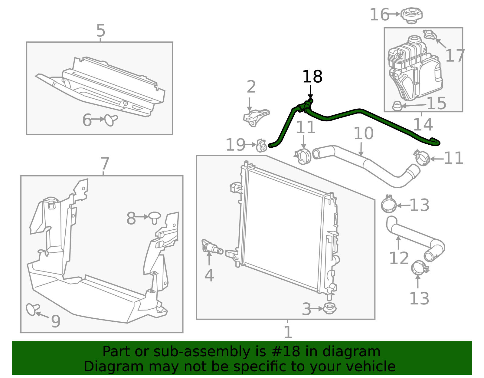 23135692 - 2013-2015 Cadillac - Radiator Surge Tank Inlet Hose ...