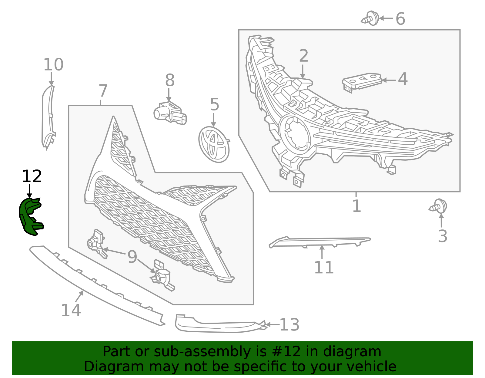 Grille Molding - PASSENGER SIDE 53123-06150 | Toyota Parts Center