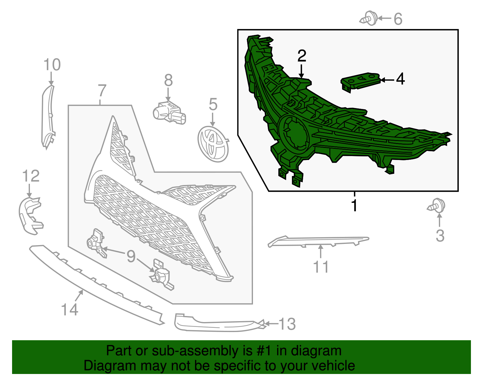 Genuine Toyota Grille Assembly part# 53101-06F50 for 2021-2024 Toyota ...