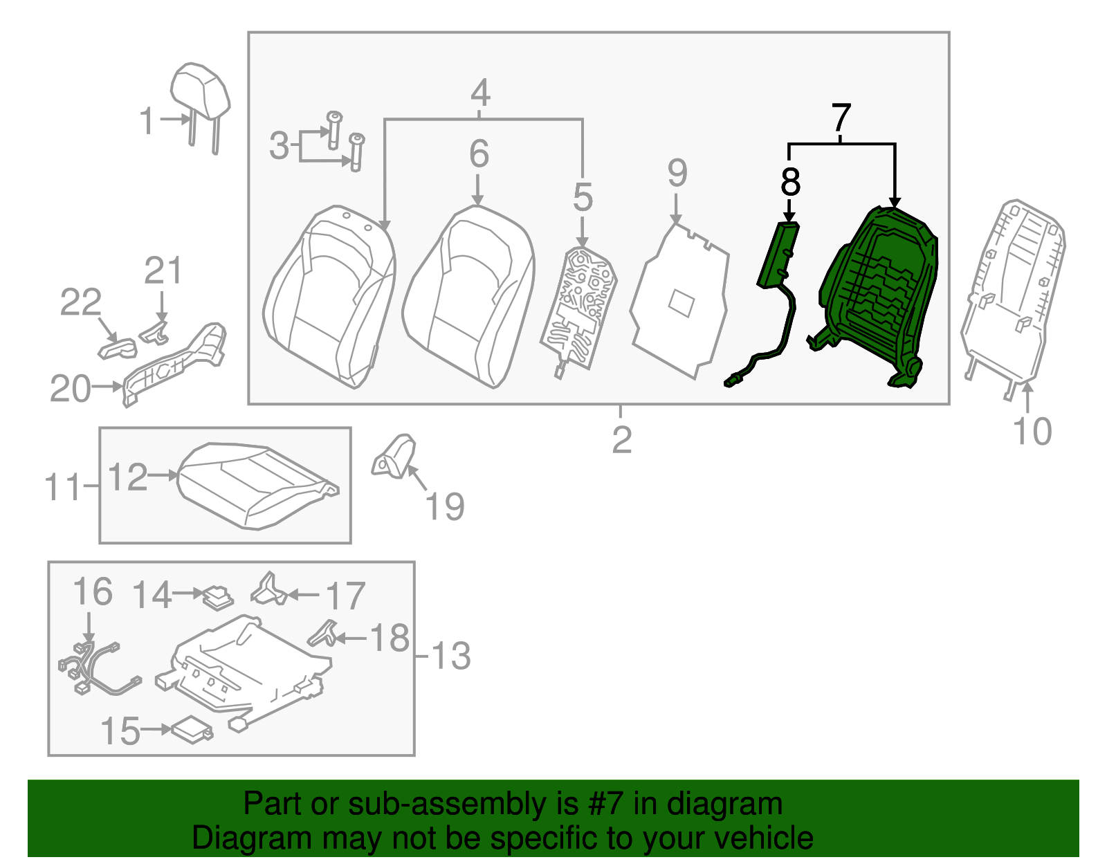 Hyundai - 89410-G3150-TRY - Seat Back Frame - 2018-2020 Hyundai Elantra ...