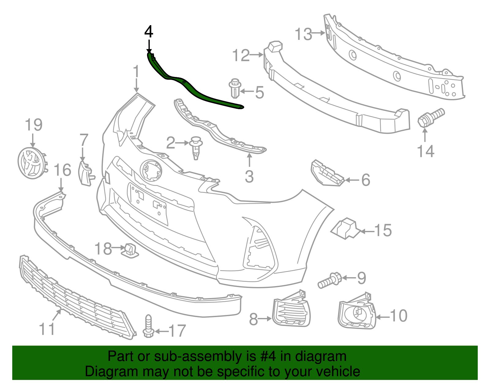 2012-2017 Toyota Prius C Hood Seal (Front) 53395-52050 | Toyota Parts ...
