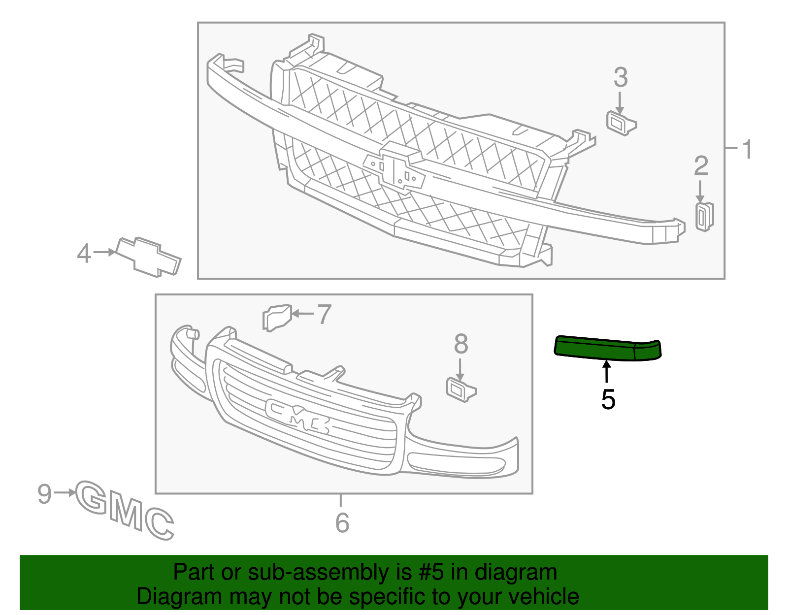 12335957 - 2005-2007 Chevrolet - Primed Front Grille Molding | Partners ...