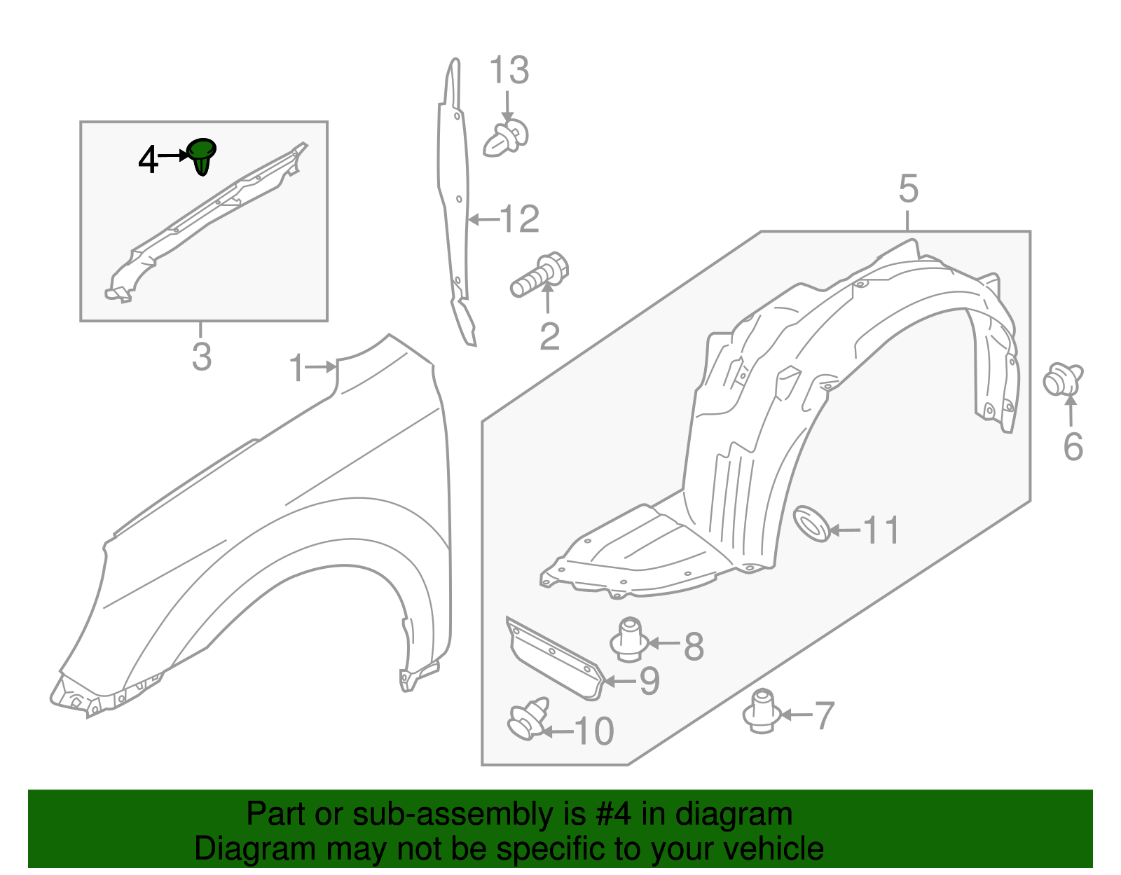 1995-2025 Subaru Inner Cover Clip 90826FA000 | Subaru Parts Store
