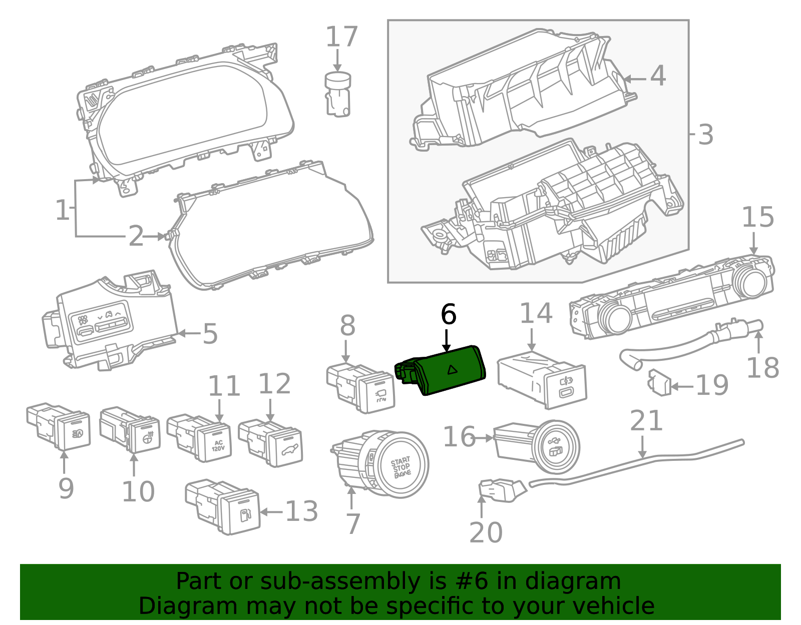 2024-2025 Toyota Grand Highlander Hazard Switch 84332-0E080 | MotorMotor
