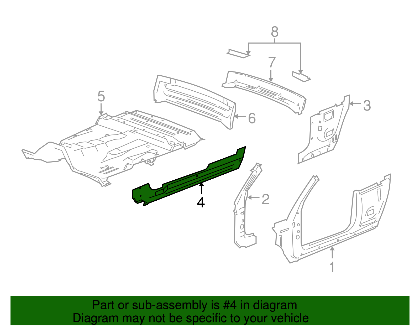 2003-2006 Chevrolet SSR Inner Rocker 15261804 | Capital Chevy Parts