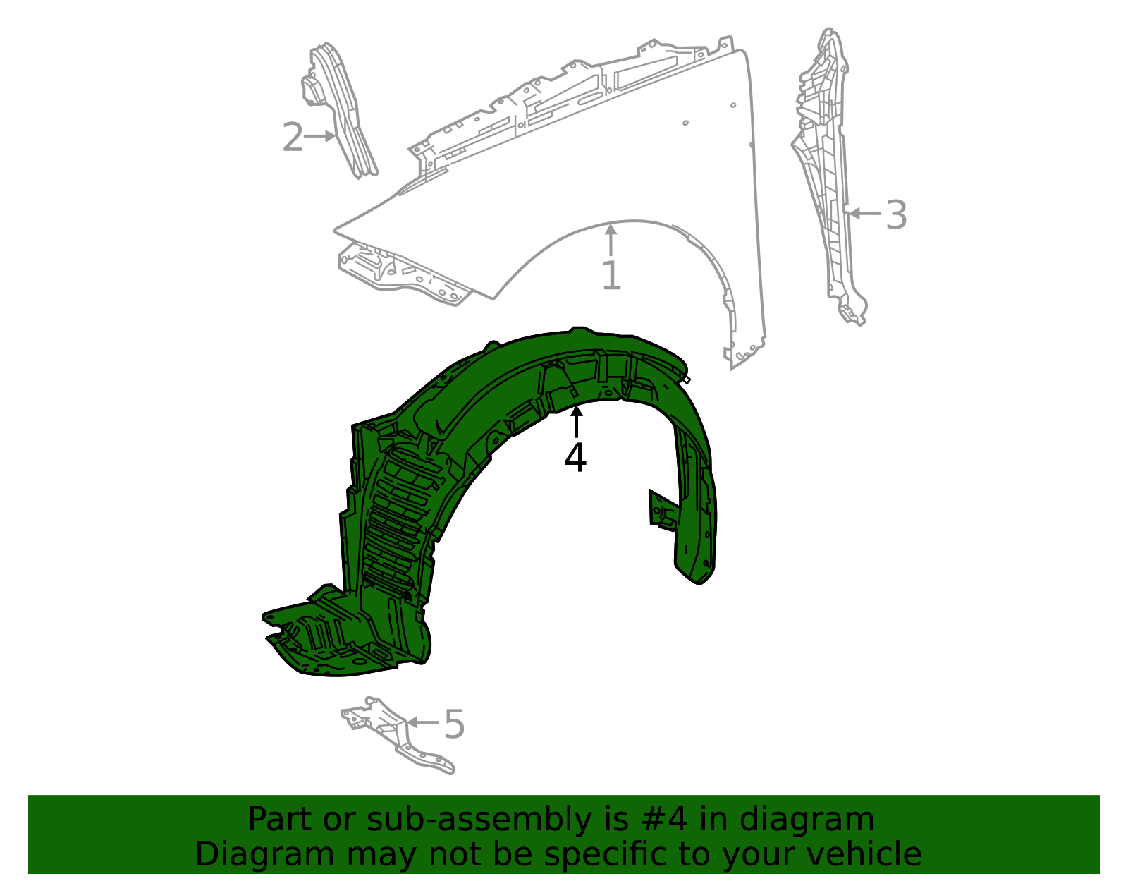 2016-2020 Toyota Mirai Fender Liner - PASSENGER SIDE 53805-62010 ...