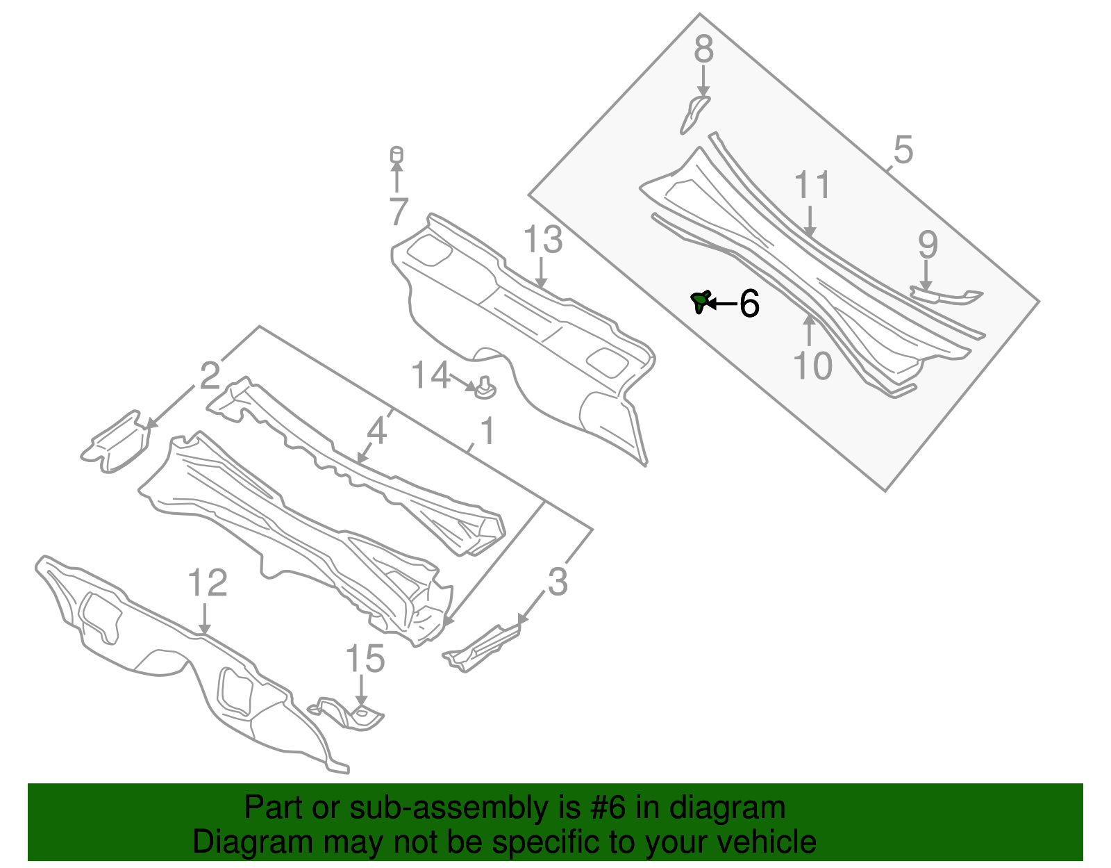 2002-2008 Subaru Cowl Grille Clip 909130026 | Subaru Parts Guys