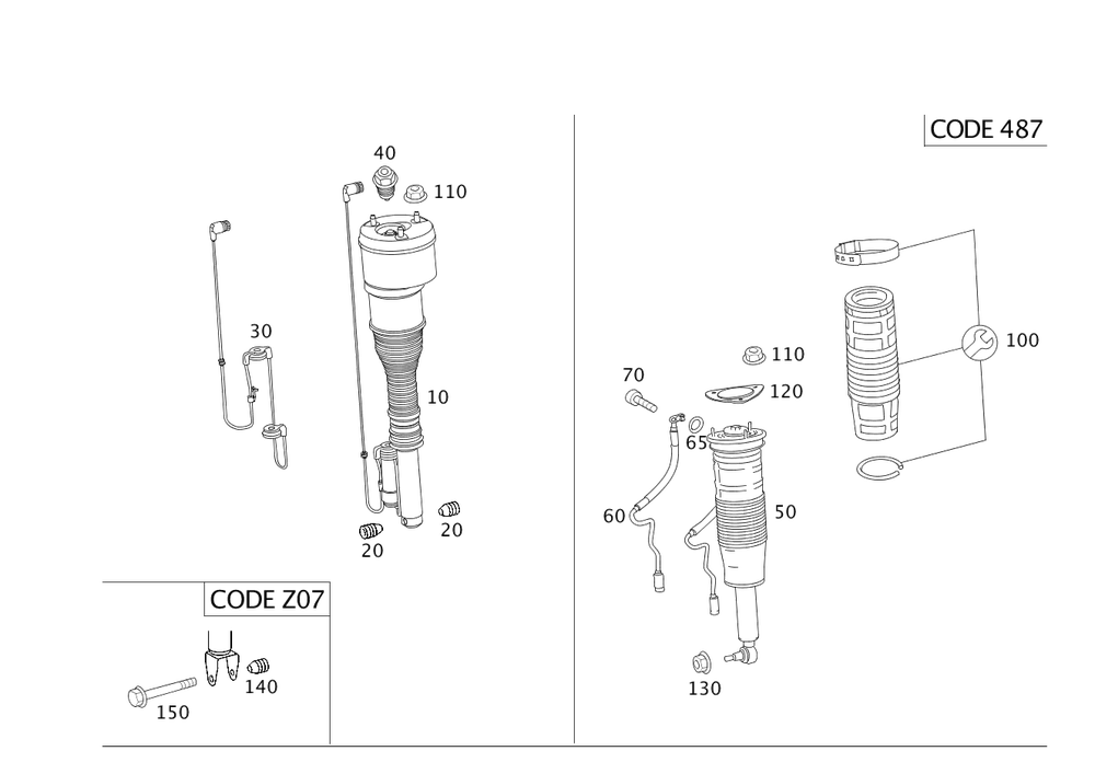 221-320-67-13 - Hydropneumatic Spring Leg 2001-2013 Mercedes-Benz S600 ...