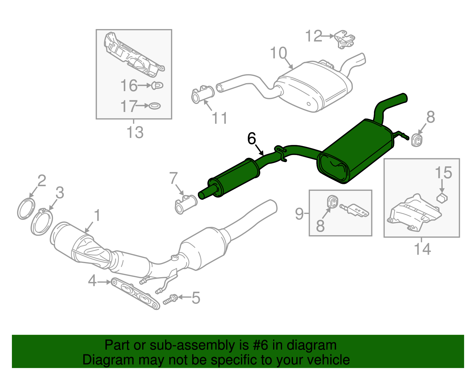 561253609s - Volkswagen Exhaust Muffler 2016-2019 Volkswagen Passat ...