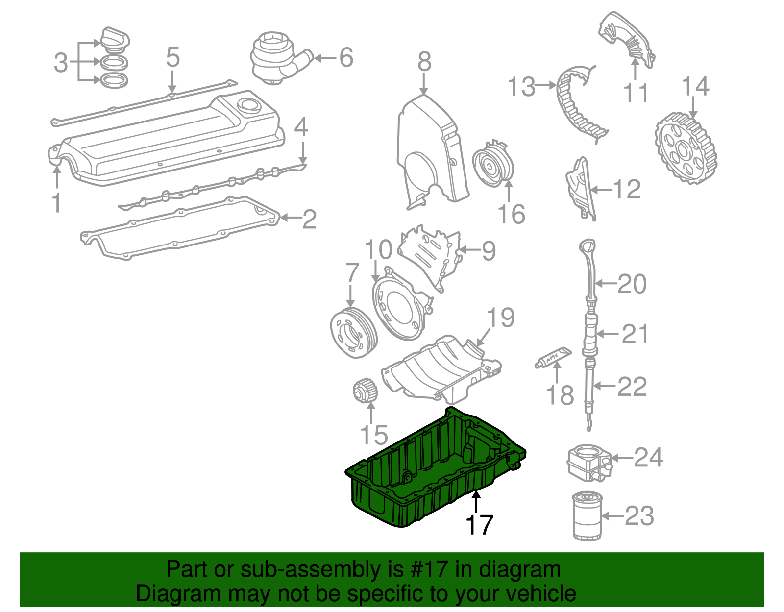 2004-2006 Volkswagen Oil Pan 06A-103-601-T | VW Direct Auto Parts