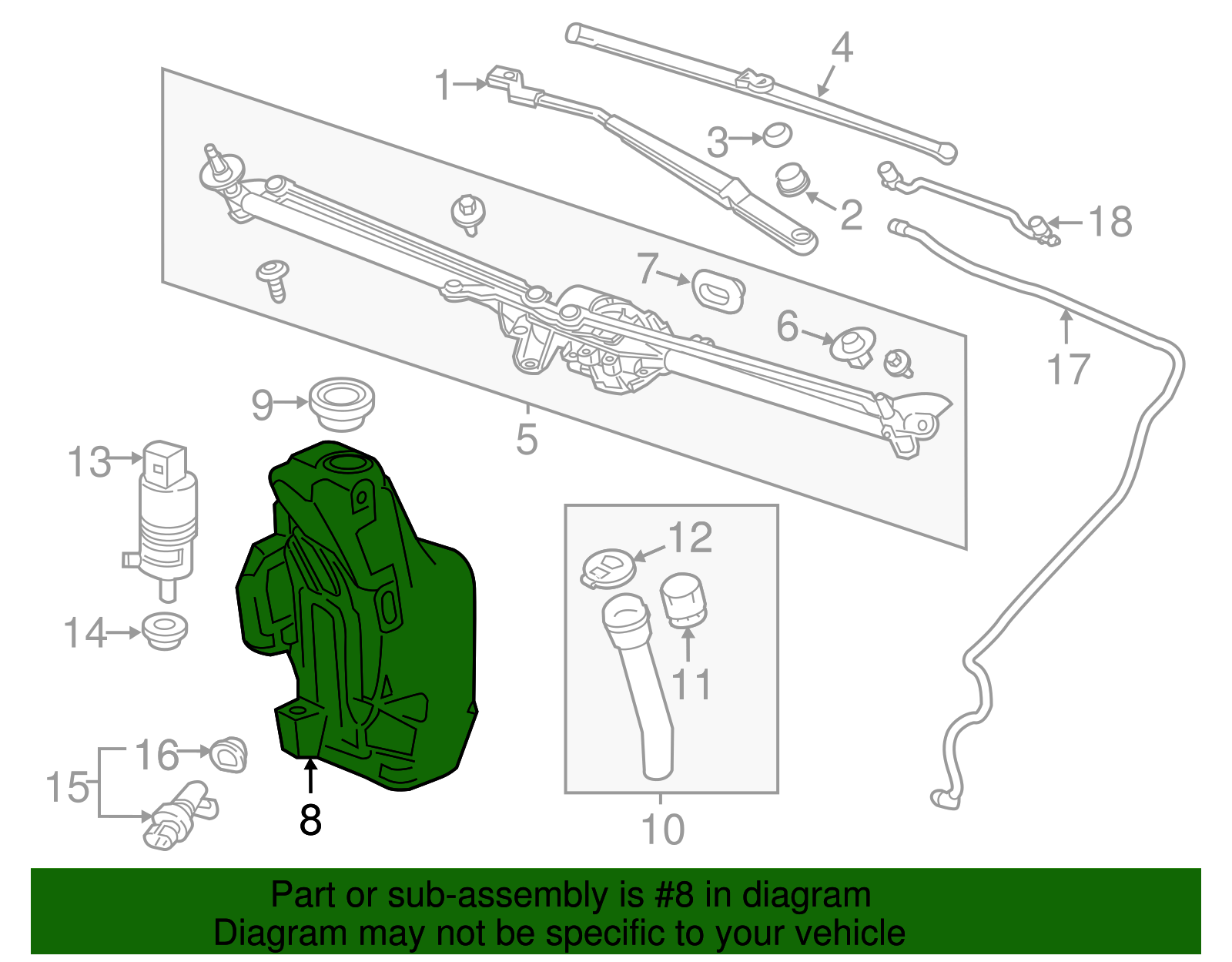 2012-2017 Buick Verano Windshield Washer Fluid Reservoir 23208851 ...